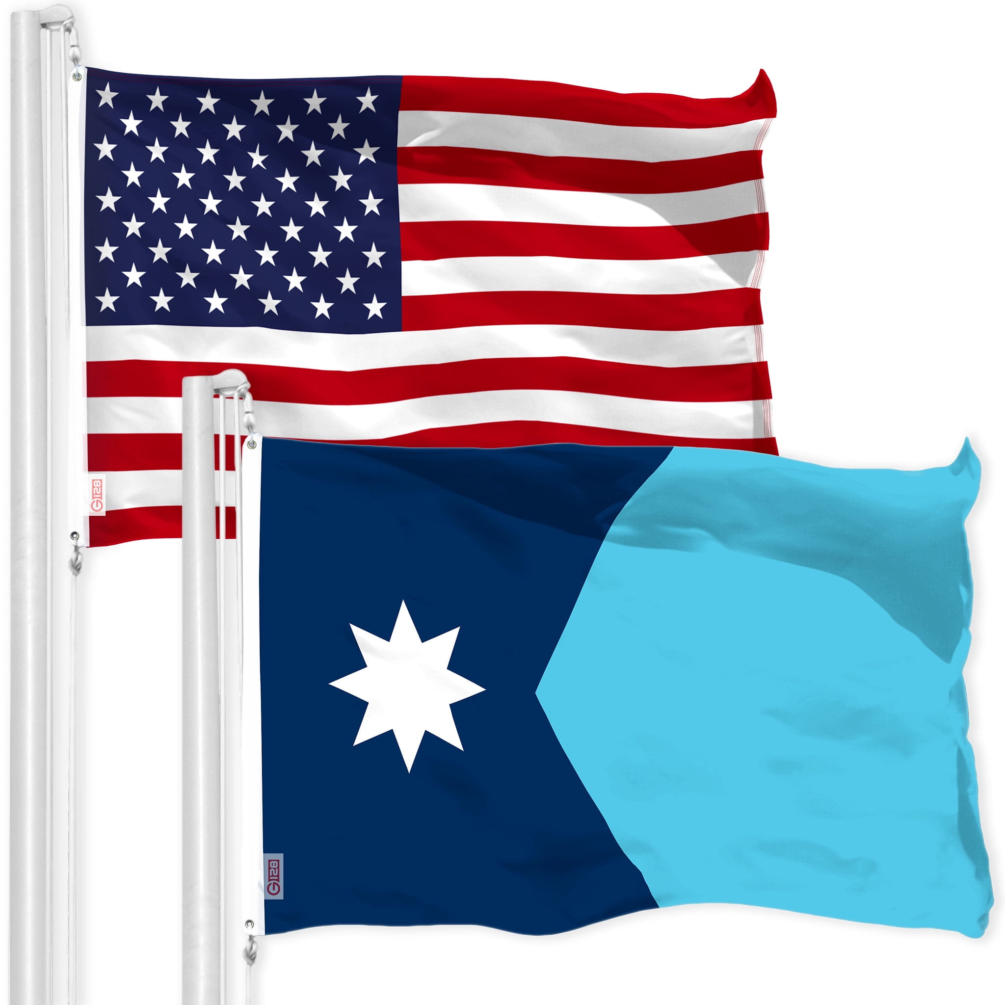 G128 Combo Pack: American USA Flag 3x5 Ft & Minnesota New Version MN ...