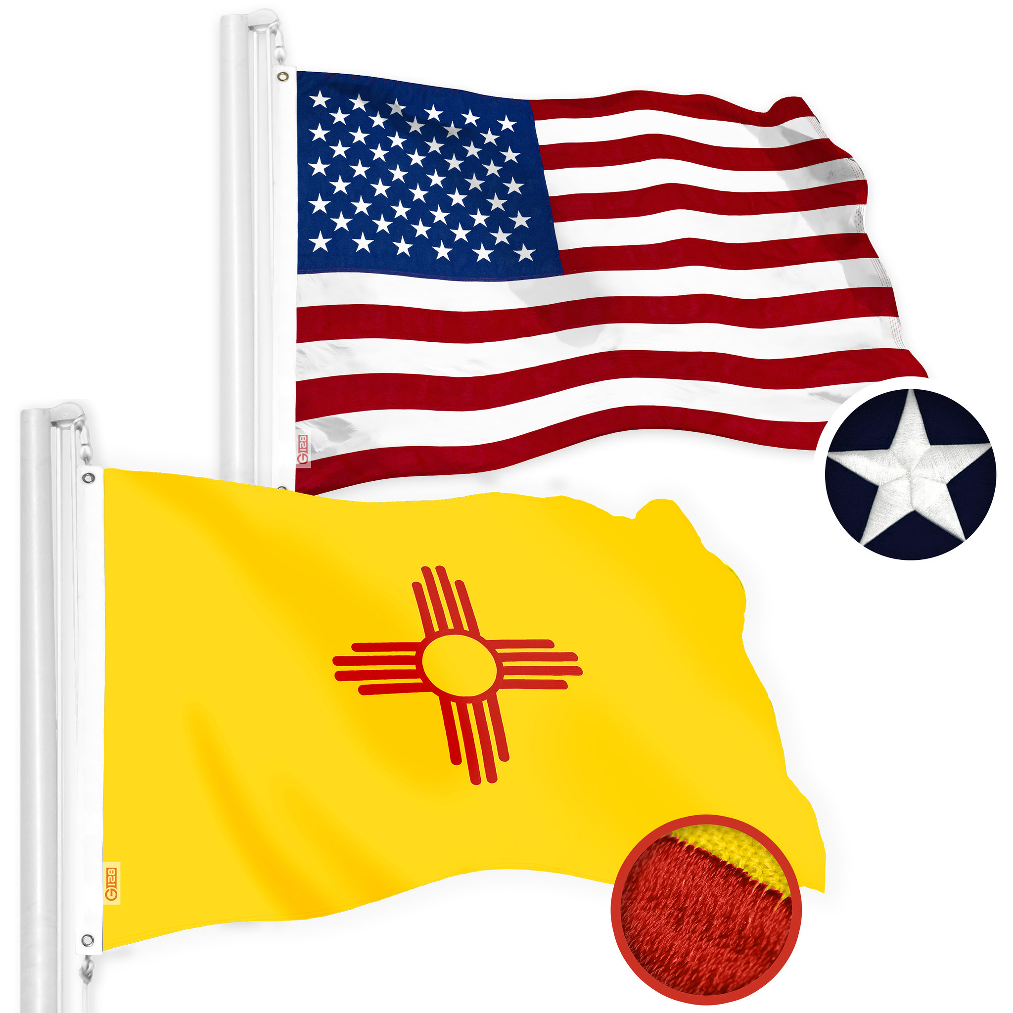 G128 Combo Pack: American USA Flag 3x5 Ft & New Mexico Flag 3x5 Ft ...