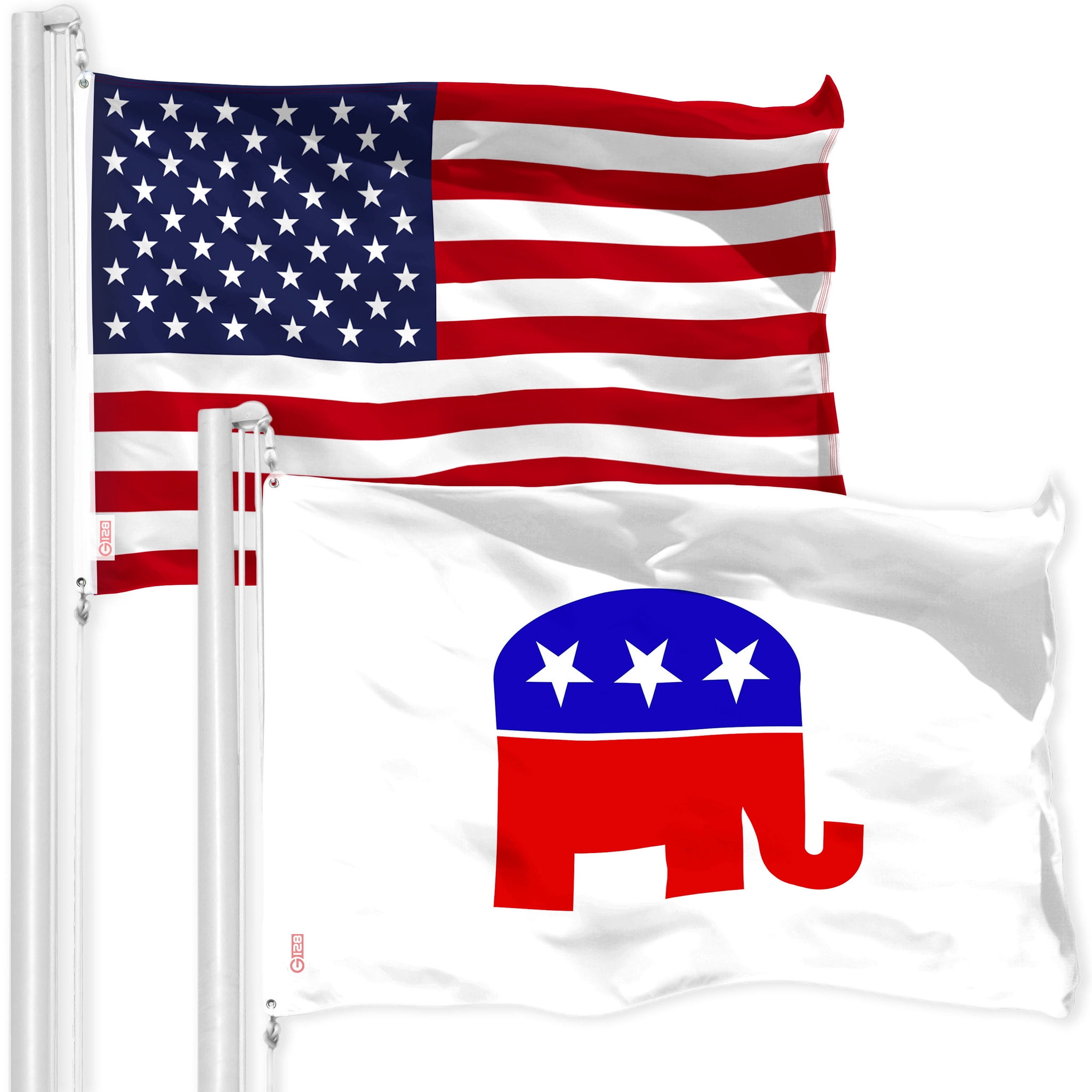 G128 Combo Pack: American USA Flag 3x5 Ft & Republican Party Flag 3x5 ...