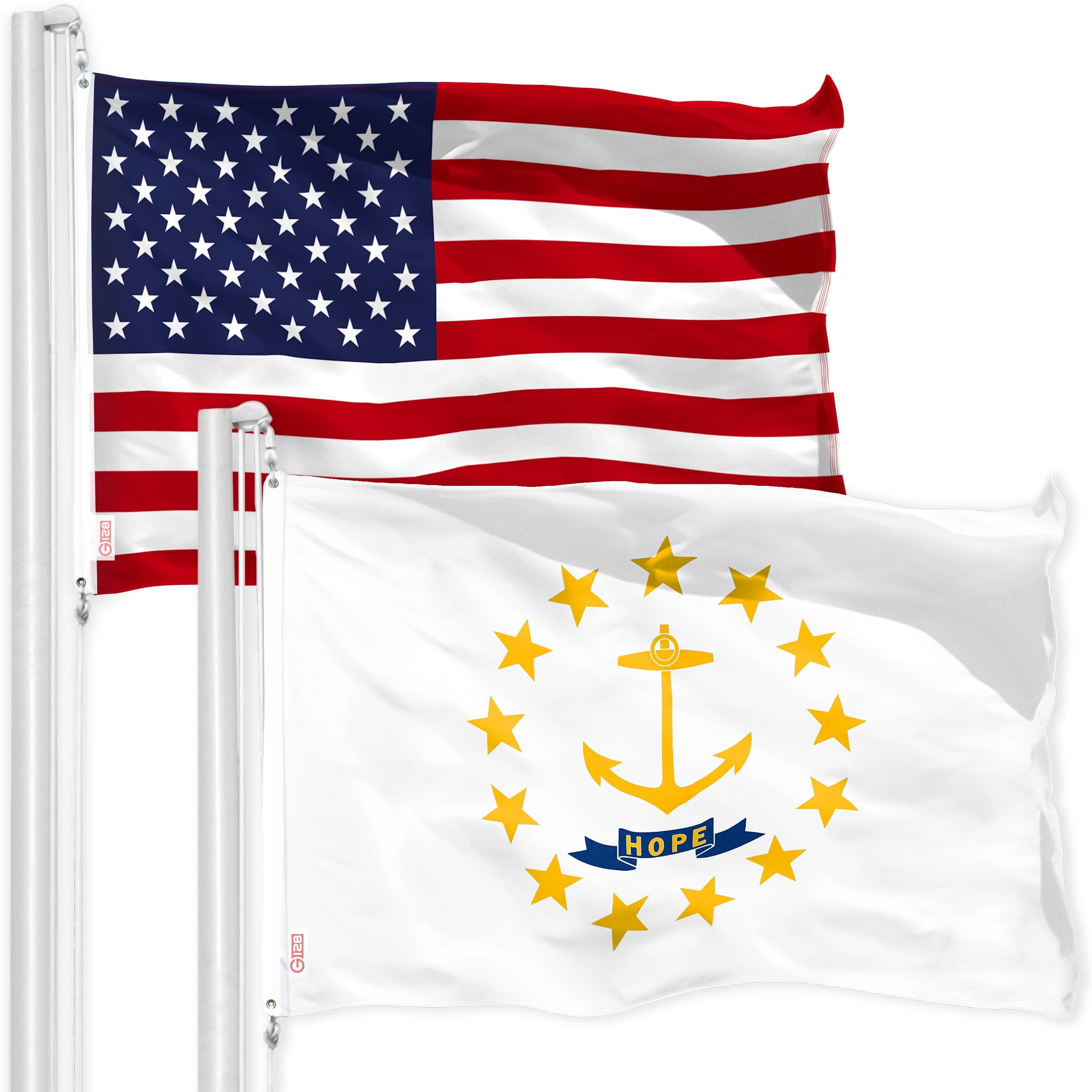 G128 Combo Pack: American USA Flag 3x5 Ft & Rhode Island Flag 3x5 Ft ...