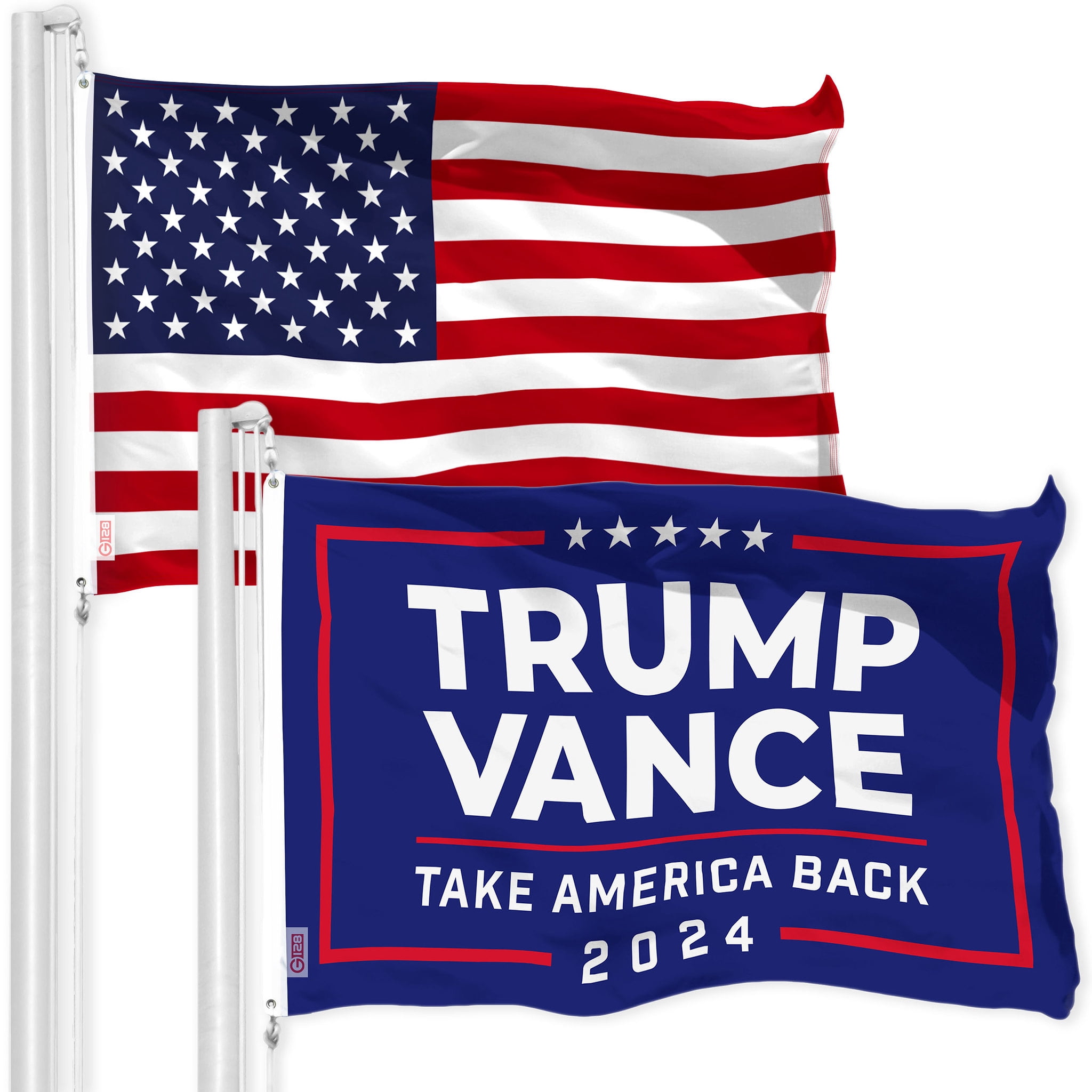 G128 Combo Pack: American USA Flag 3x5 Ft & Trump Vance 2024 Election ...