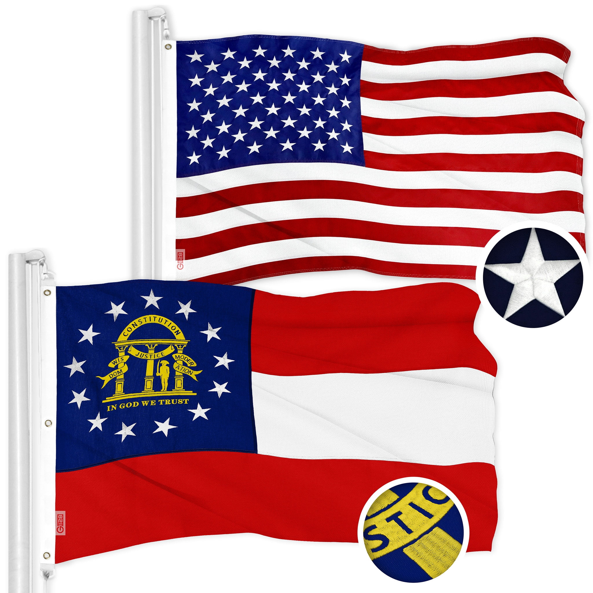 G128 Combo Pack: American USA Flag 6x10 Ft 300D & Georgia GA State Flag ...