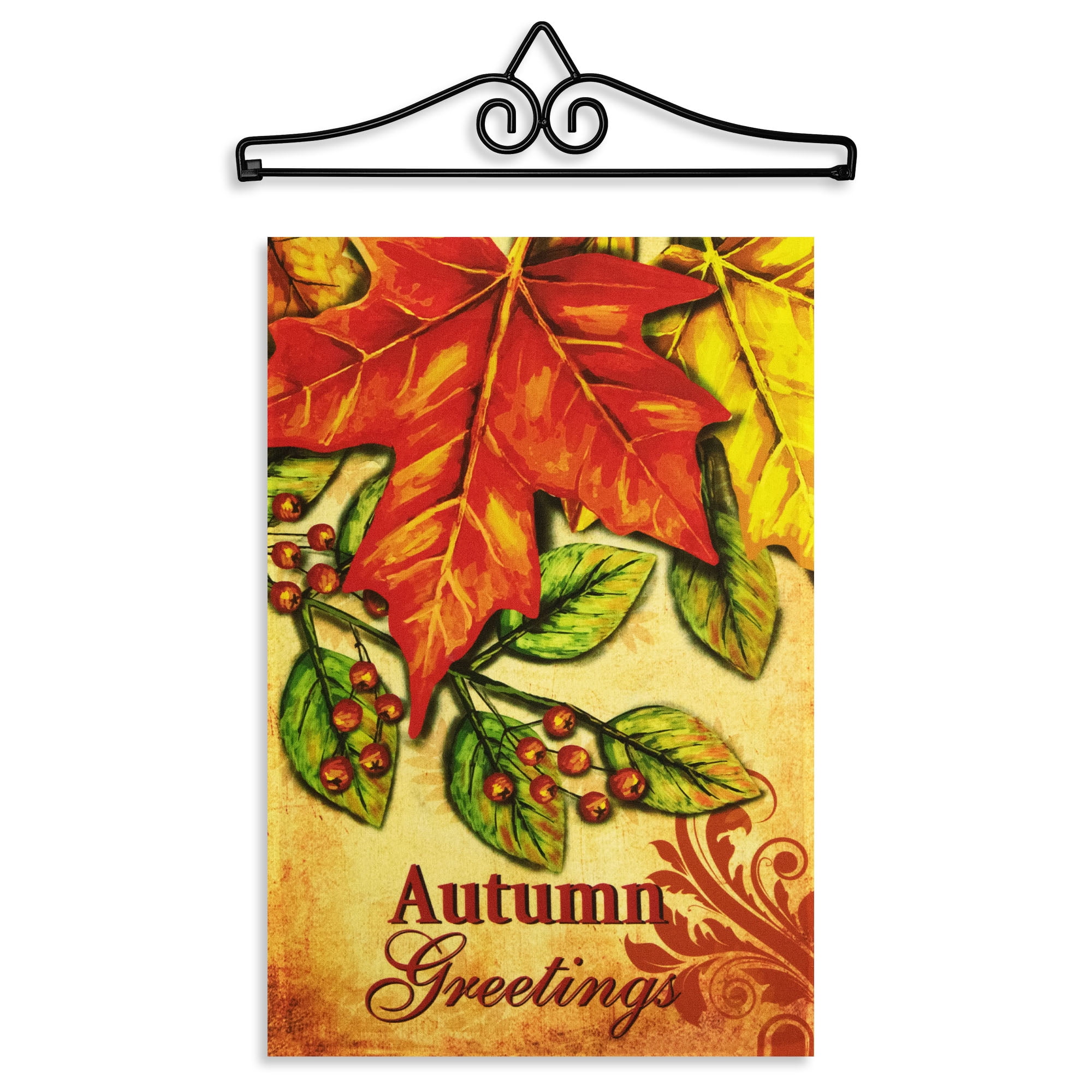 G128 Combo Pack Garden Flag Hanger 14IN & Garden Flag Autumn Greetings ...