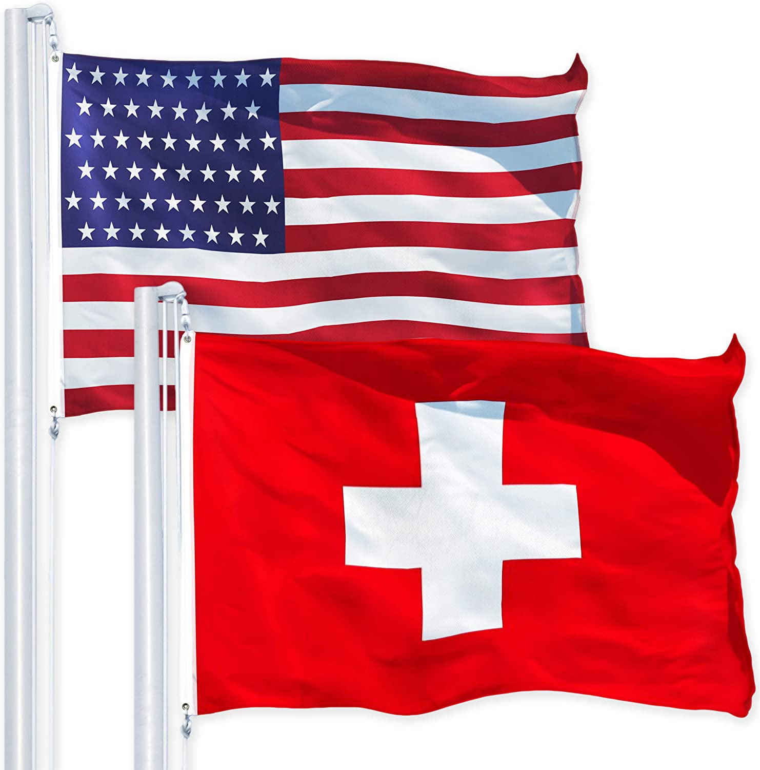 G128 Combo Pack: USA American Flag 3x5 Ft 150D Printed Stars ...