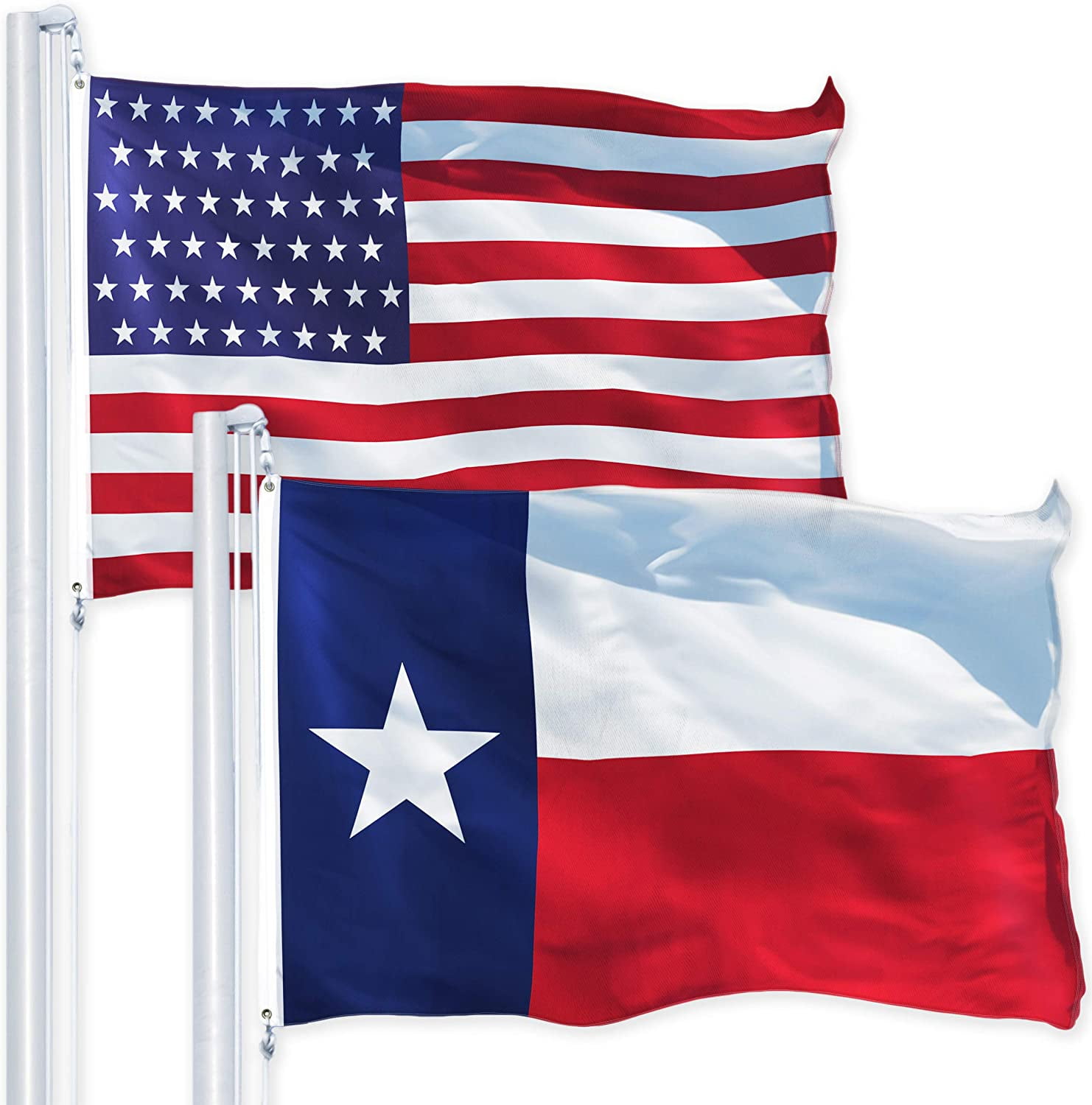 G128 Large Pack: USA & Texas State Flags, 3x5 Ft 150D Printed, Made in ...