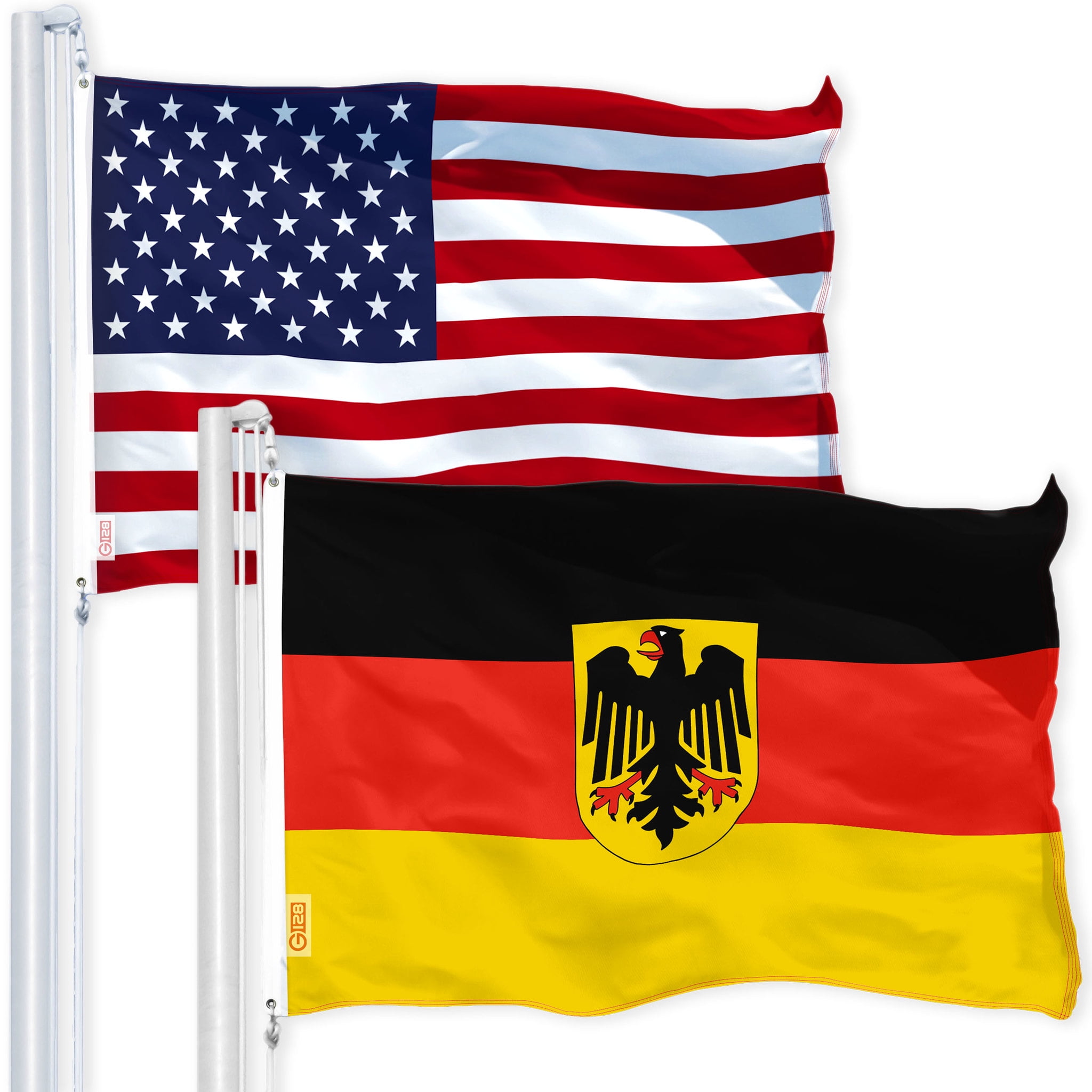 G128 Combo Pack: USA American Flag & Germany German Ensign Flag 3x5 FT ...