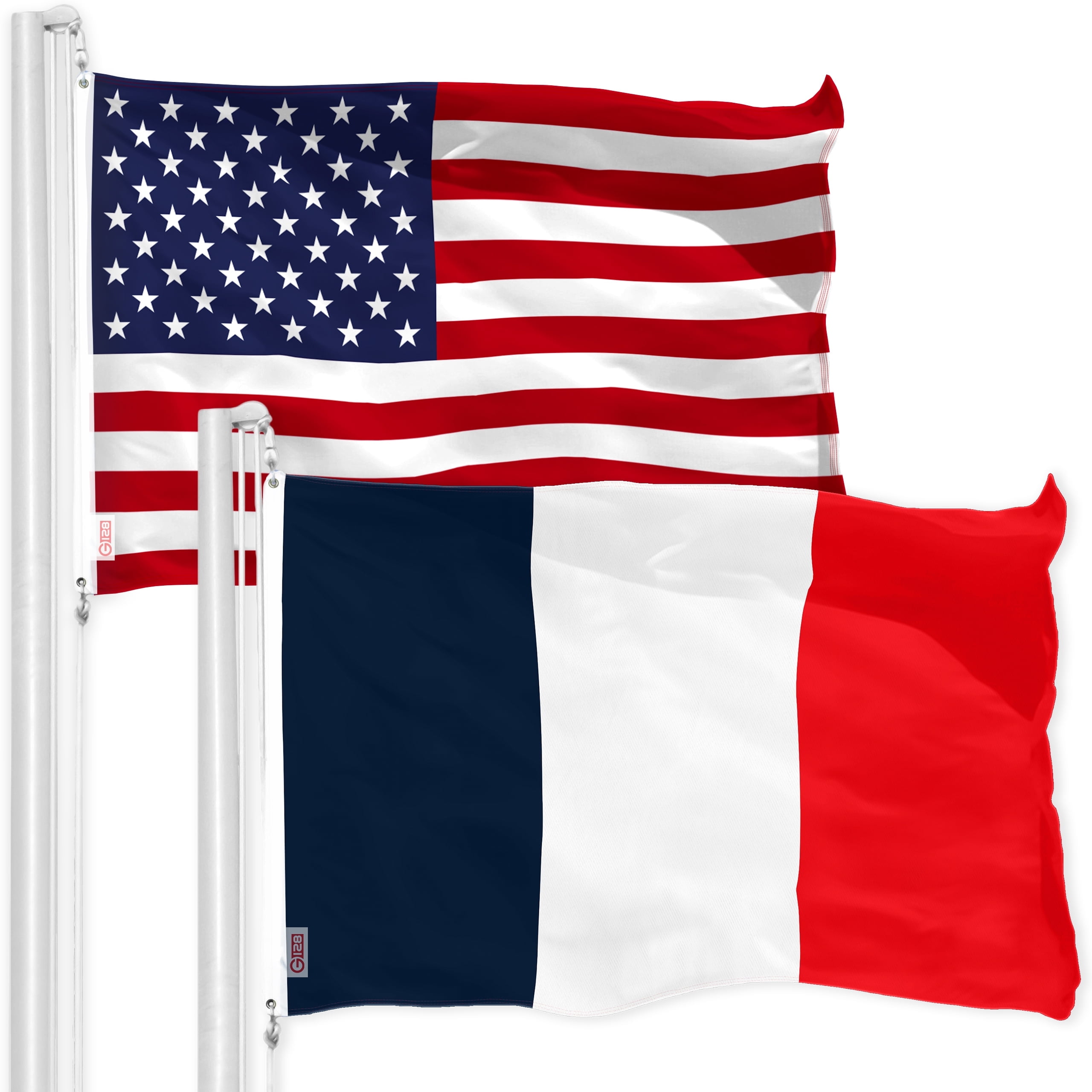 G128 Combo Pack: USA American Flag & Navy Blue NEW France French Flag ...