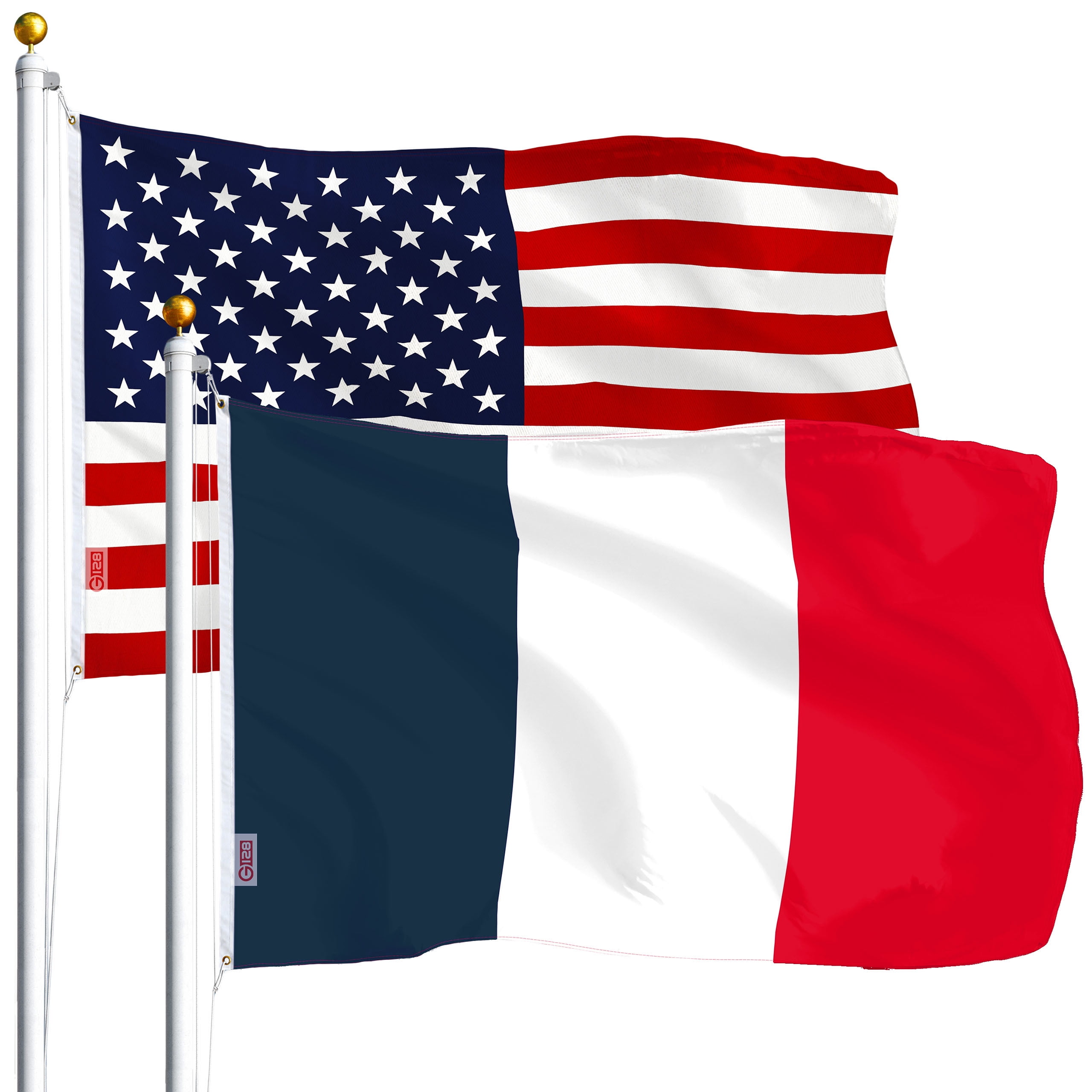 G128 Combo Pack: USA American Flag & Navy Blue NEW France French Flag ...