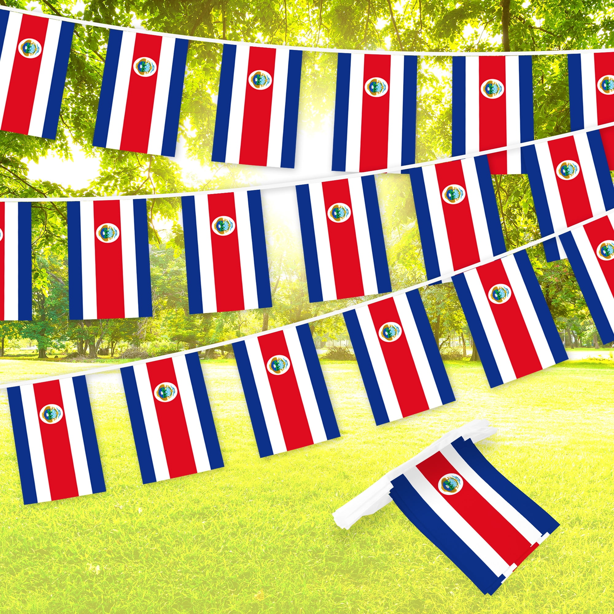 G128 Costa Rica Costa Rican Bunting Banner | Flag 8.2 x 5.5 Inch, Full ...