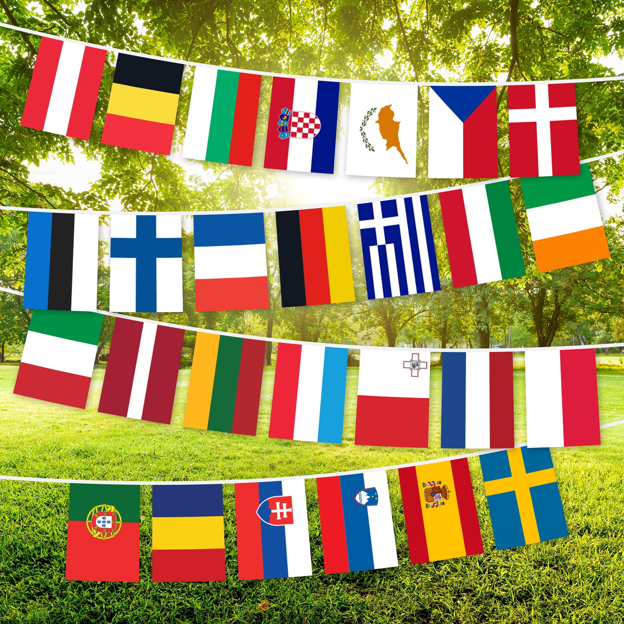 G128 European Union EU Bunting Banner | Flag 8.2 x 5.5 Inch, Full ...