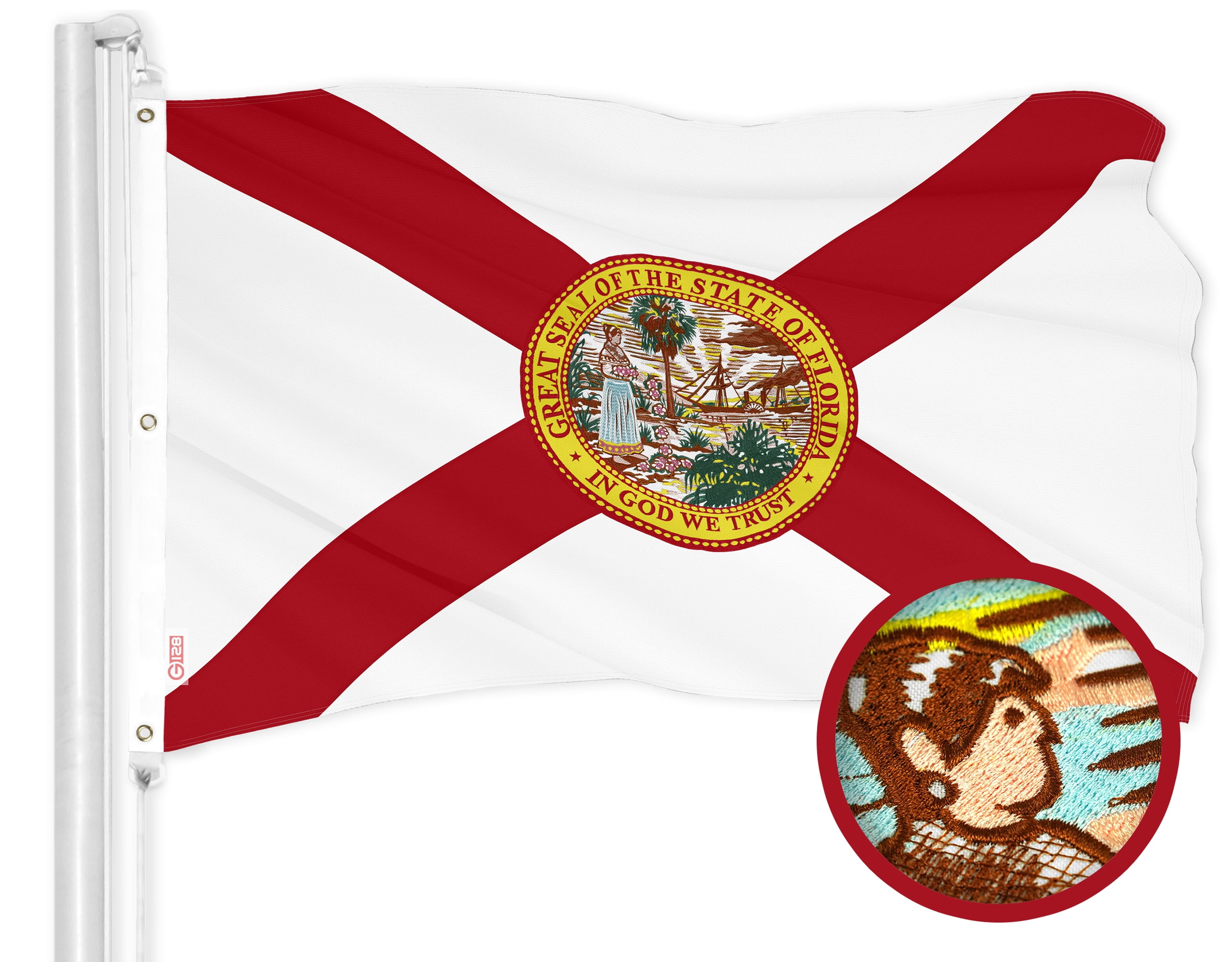G128 Florida FL State Flag | 5x8 Ft | ToughWeave Series Embroidered ...
