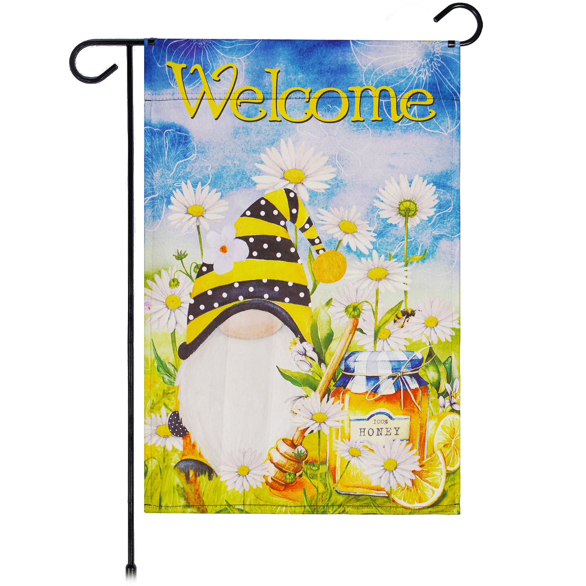 Welcome Honey Bee Gnome Garden Flag, Yard Outdoor Home Decorative Small ...