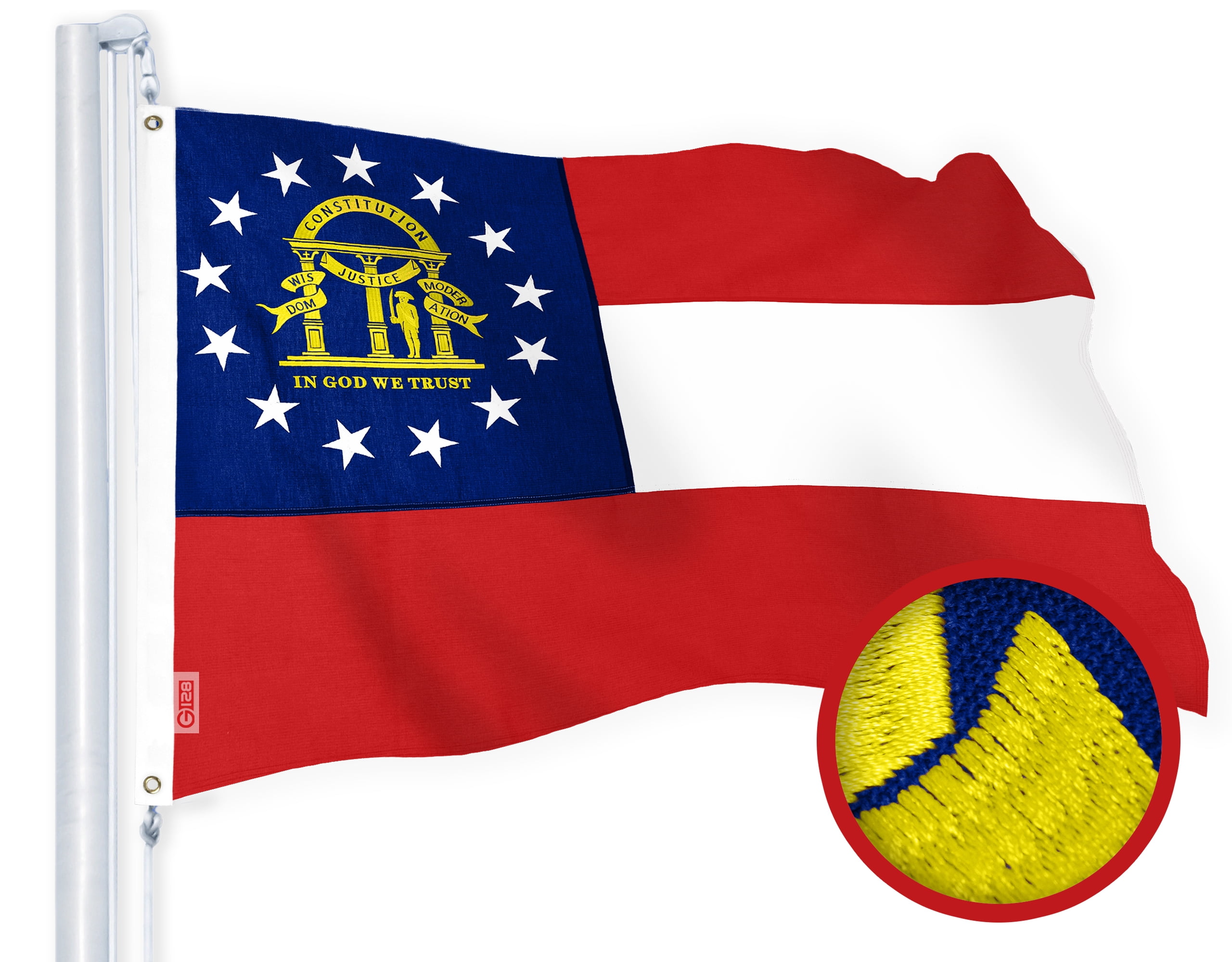G128 Georgia State Flag | 3x5 Ft | StormFlyer Series Embroidered 220GSM ...