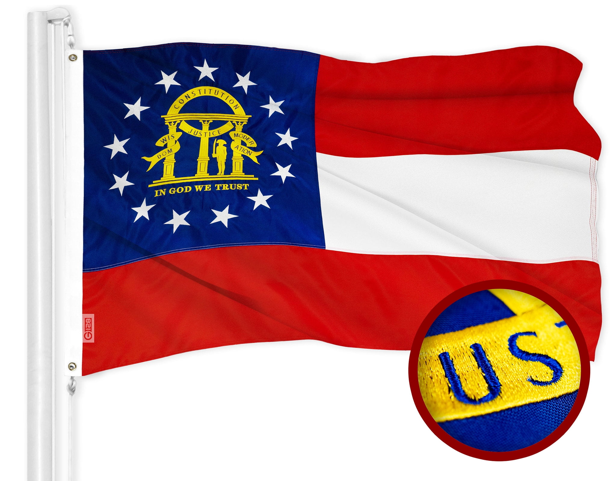G128 Georgia State Flag | 4x6 Ft | ToughWeave Series Embroidered 300D ...