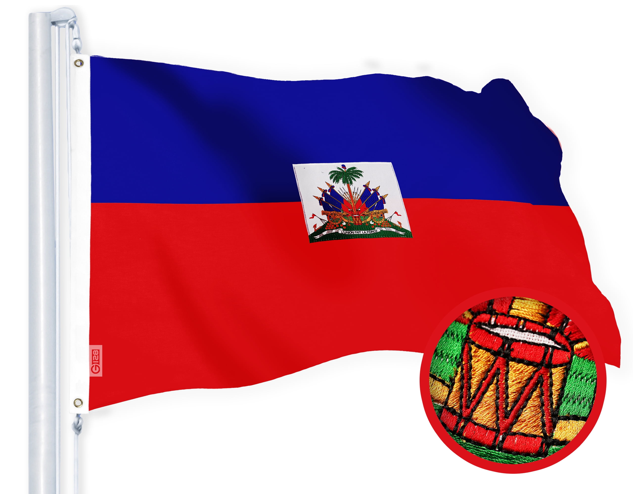 G128 Haiti Haitian Flag | 2x3 Ft | StormFlyer Series Embroidered 220GSM ...