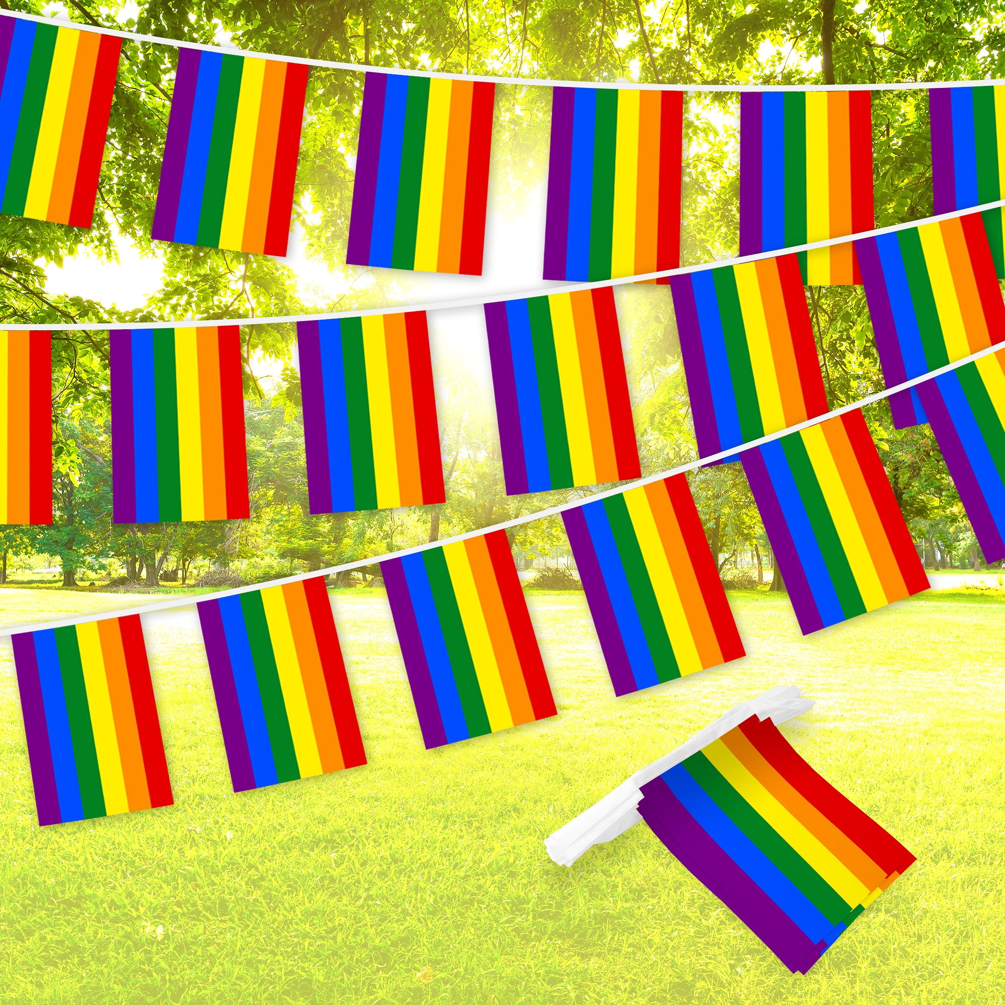 G128 LGBT Rainbow Pride Bunting Banner | Flag 8.2 x 5.5 Inch, Full ...