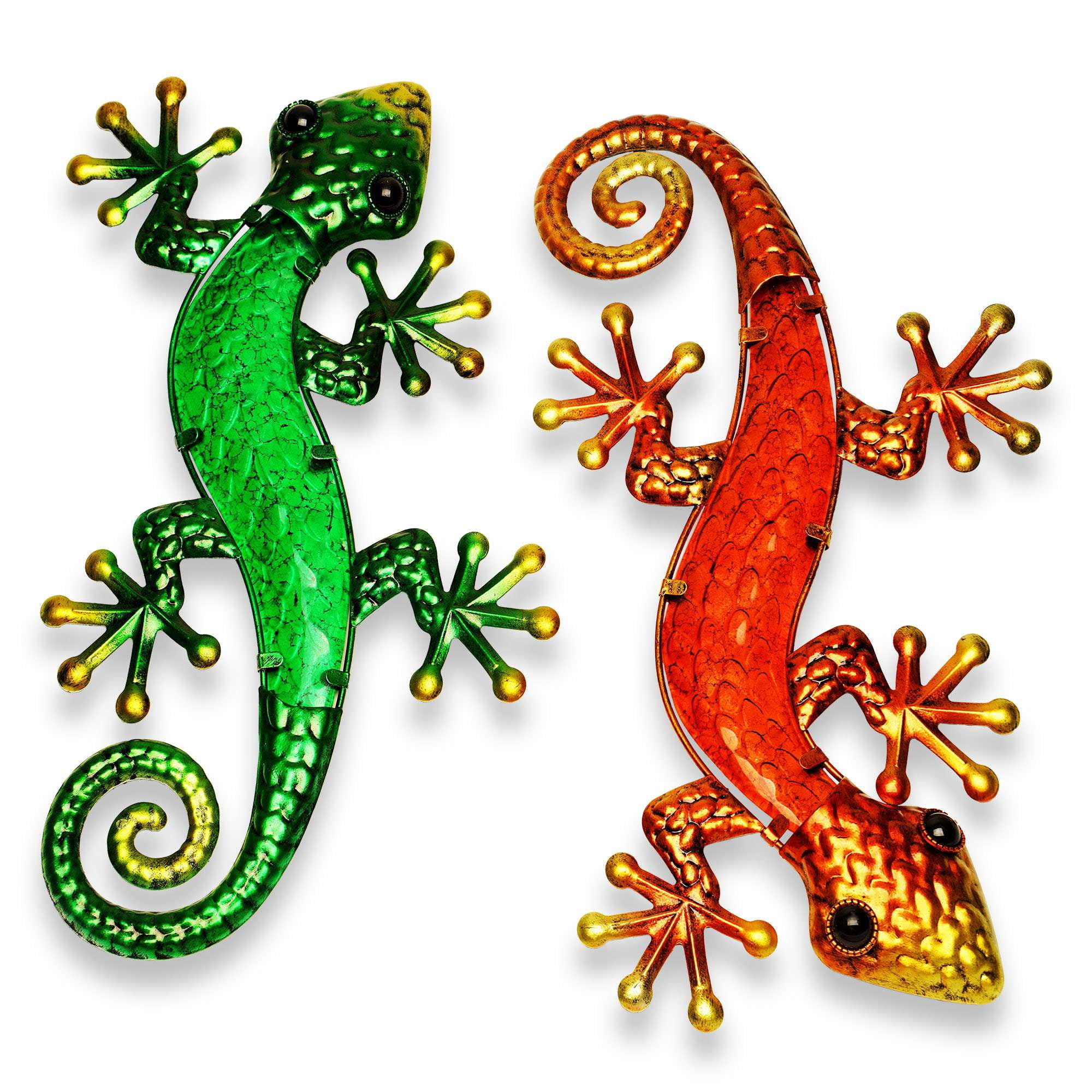 G128 Lizard Gecko Metal Wall Art Set | Green Orange Gecko Lizard Metal ...