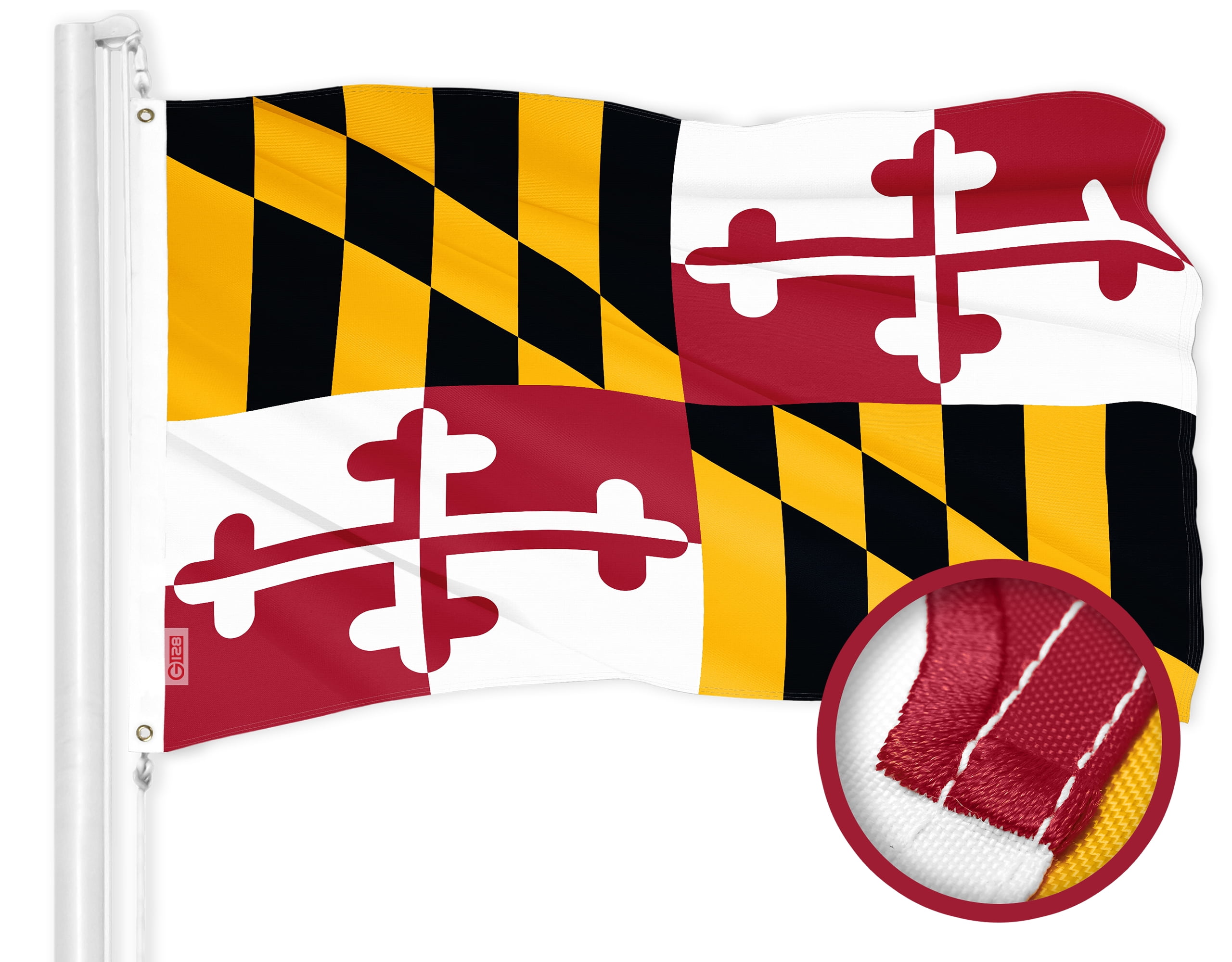 G128 Maryland MD State Flag | 4x6 Ft | ToughWeave Series Embroidered ...