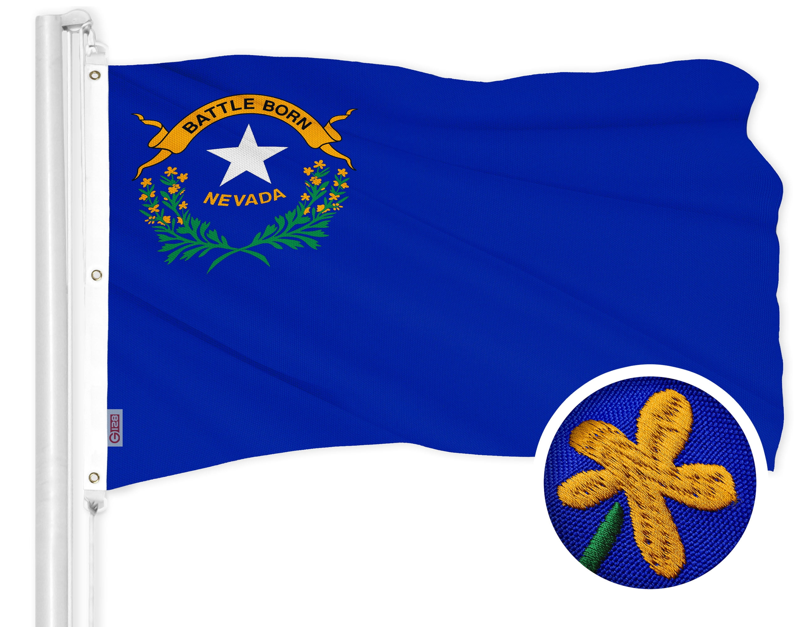 G128 Nevada NV State Flag | 5x8 Ft | ToughWeave Series Embroidered 600D ...