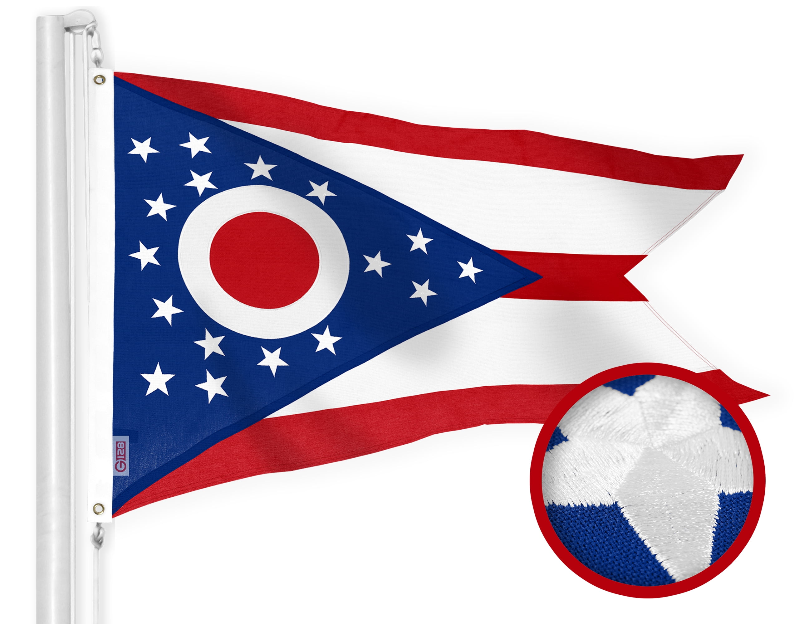 G128 Ohio OH State Flag | 4x6 Ft | StormFlyer Series Embroidered 220GSM ...