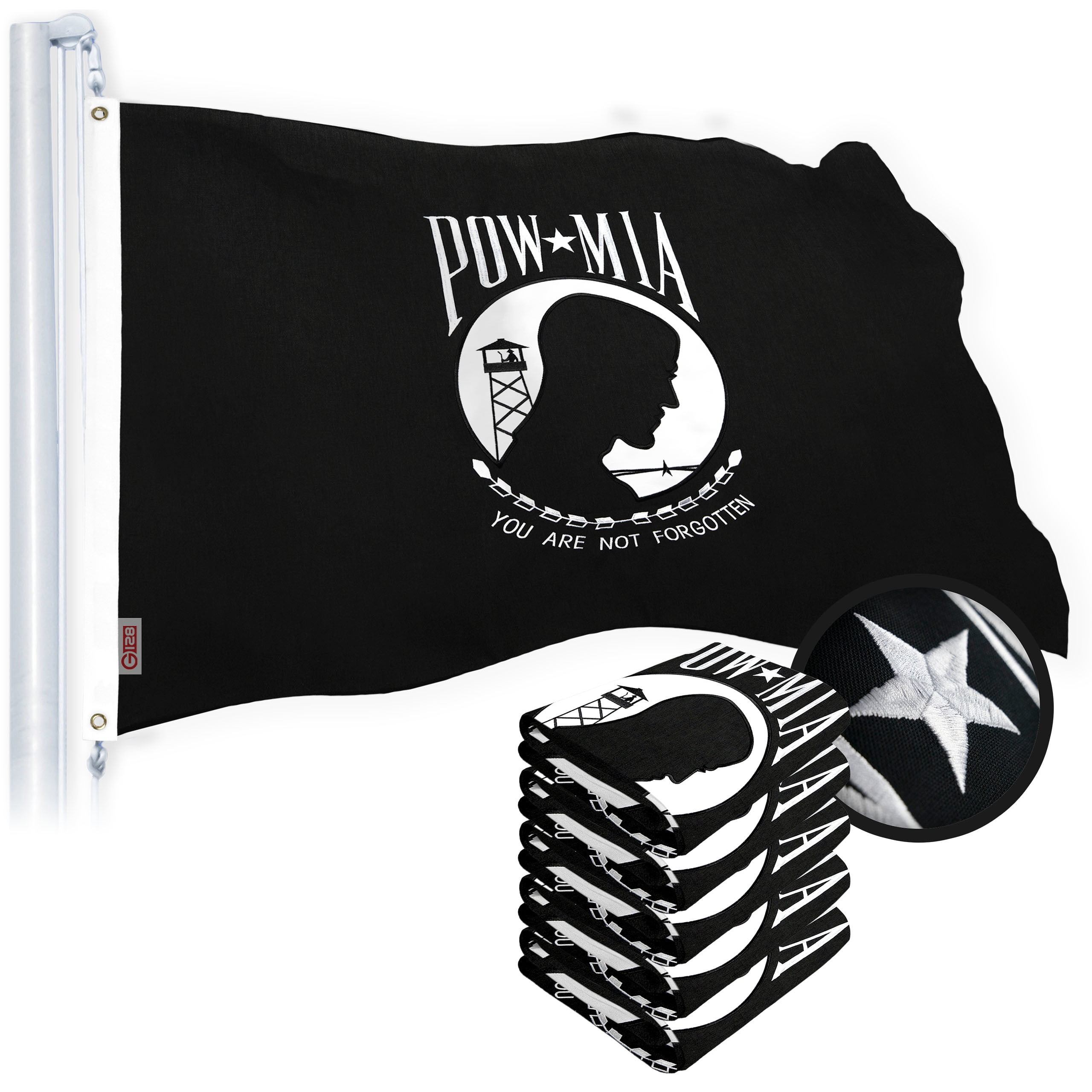G128 POW MIA Flag 2x3 FT 5-Pack Embroidered Spun Polyester - Walmart.com