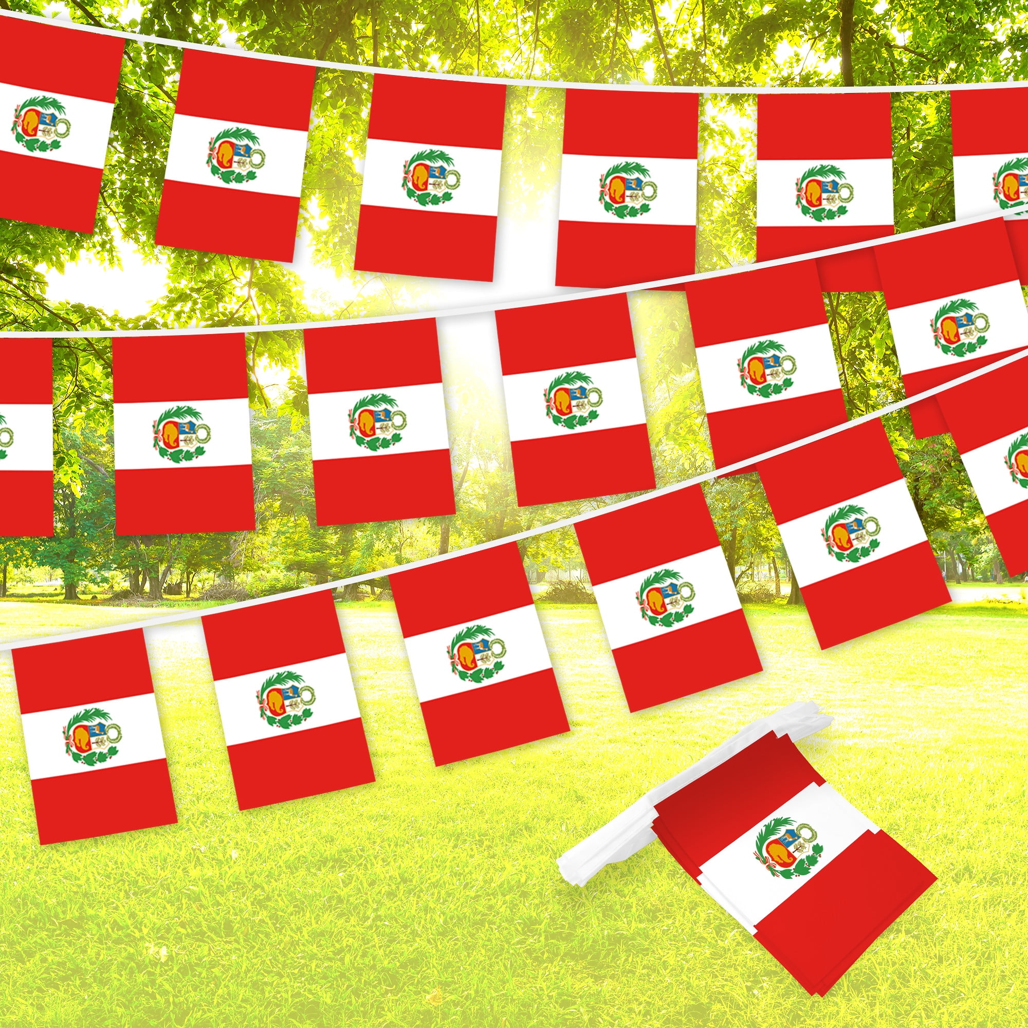 G128 Peru Peruvian Bunting Banner | Flag 8.2 x 5.5 Inch, Full String 33 ...