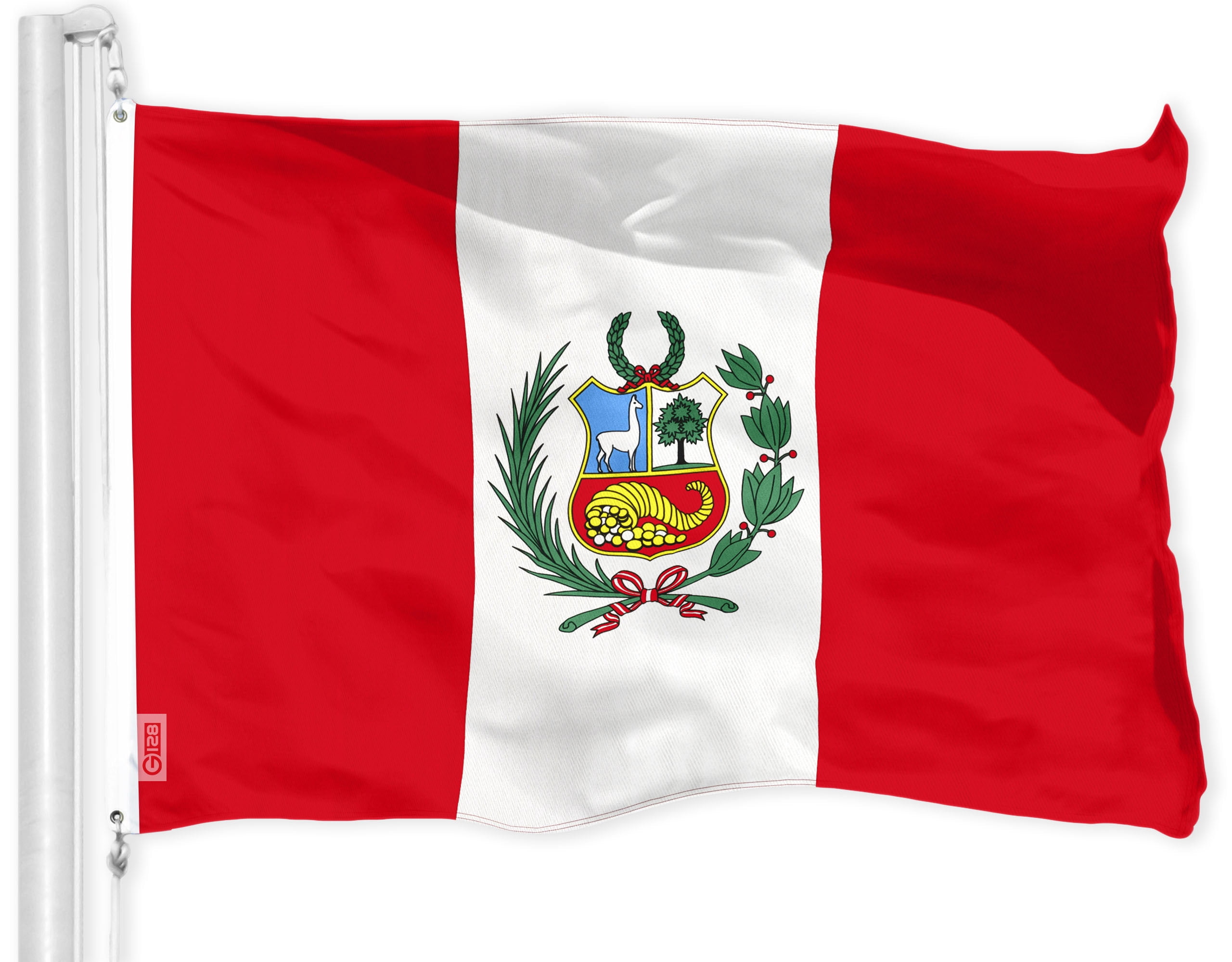 G128 - Peru Peruvian Flag 3x5 ft Printed Brass Grommets 150D Quality ...