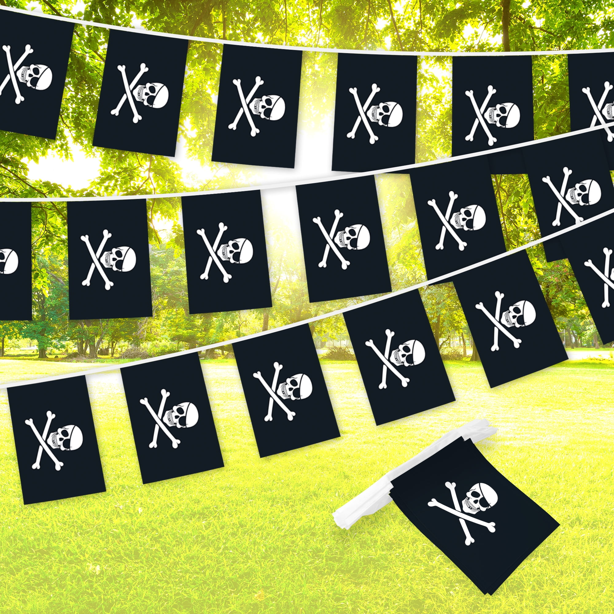 G128 Pirate (Jolly Roger) - Bones Bunting Banner | Flag 8.2 x 5.5 Inch ...
