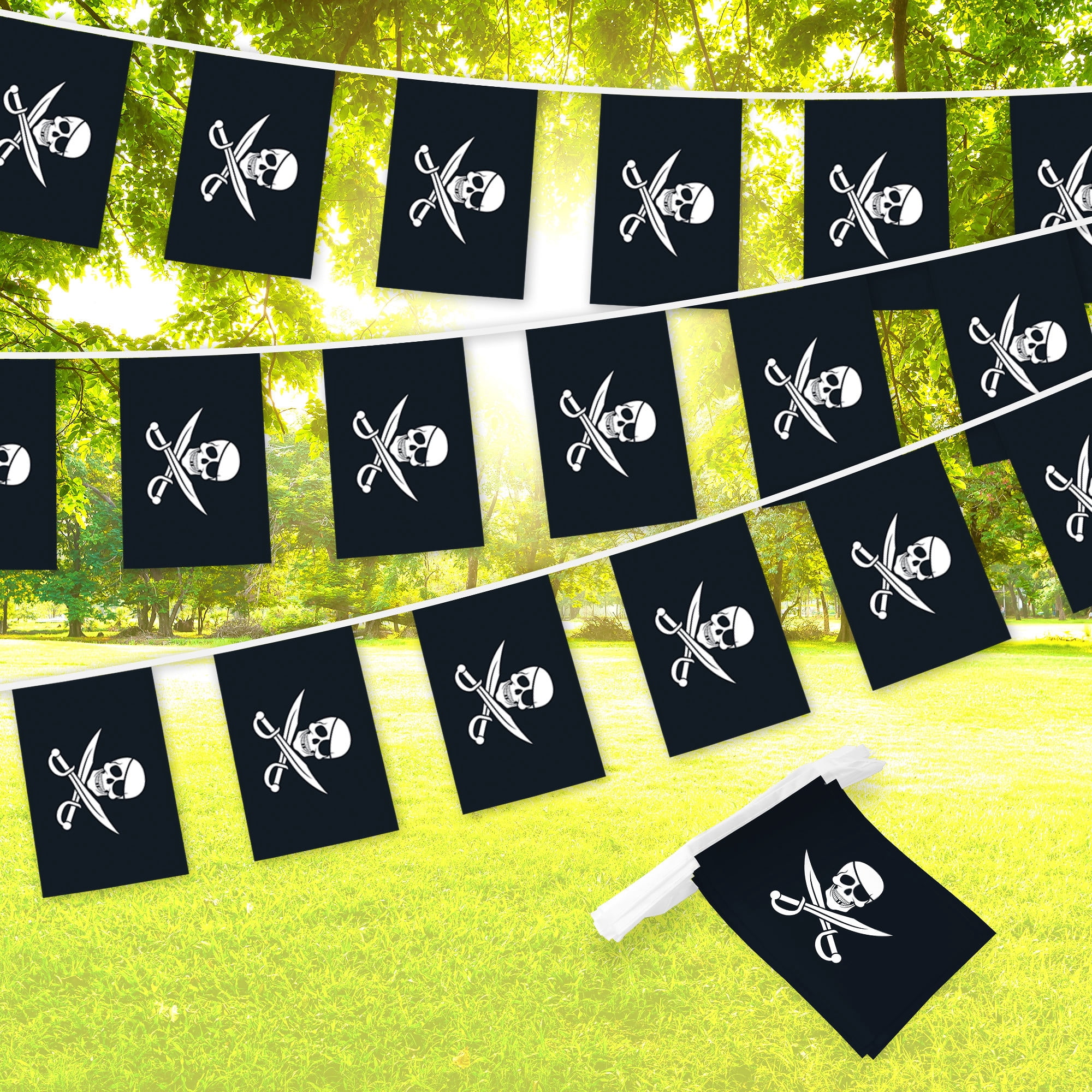 G128 Pirate (Jolly Roger) - Swords Bunting Banner | Flag 8.2 x 5.5 Inch ...