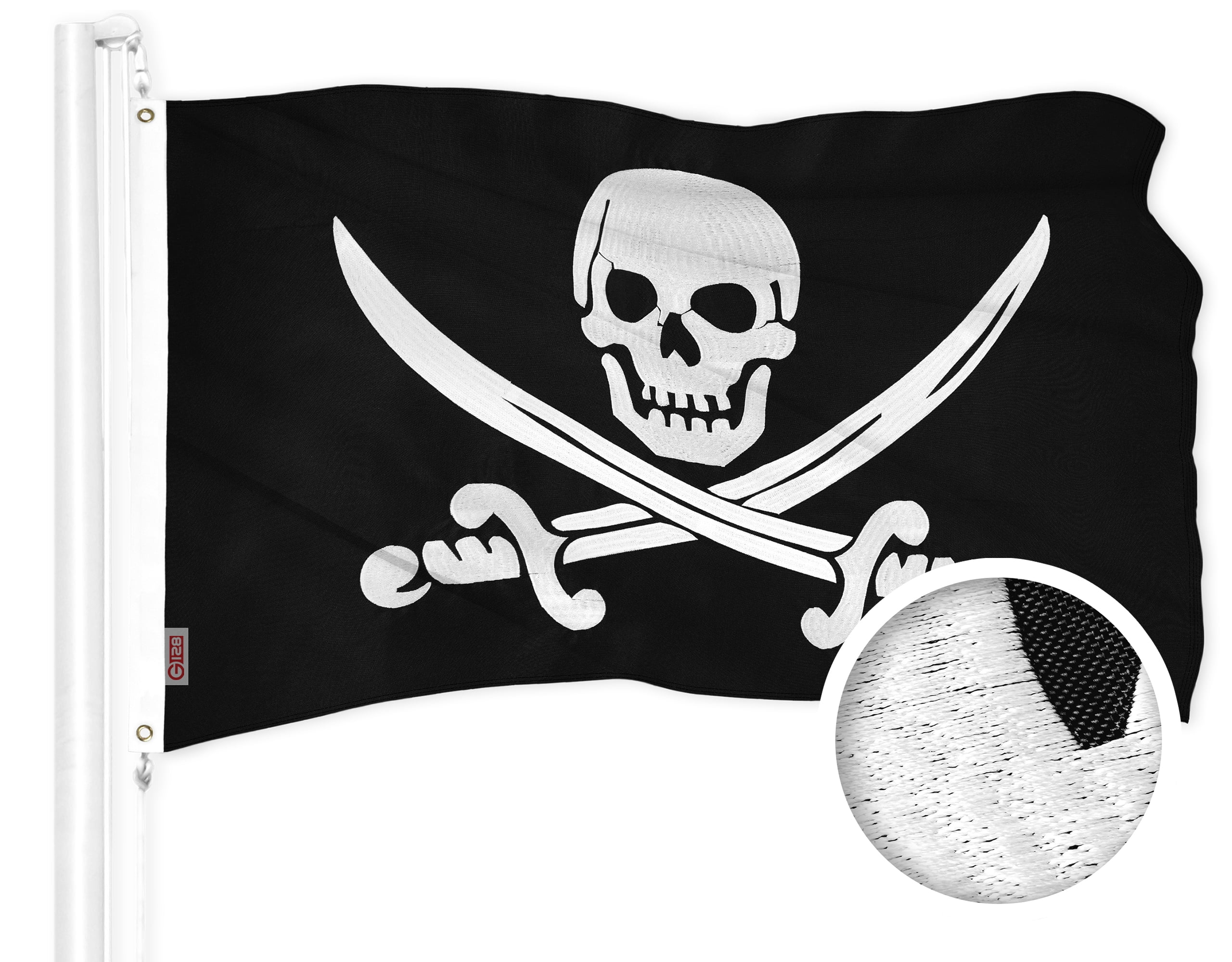 G128 Pirate Jolly Roger Swords Flag | 16x24 In | ToughWeave Series ...
