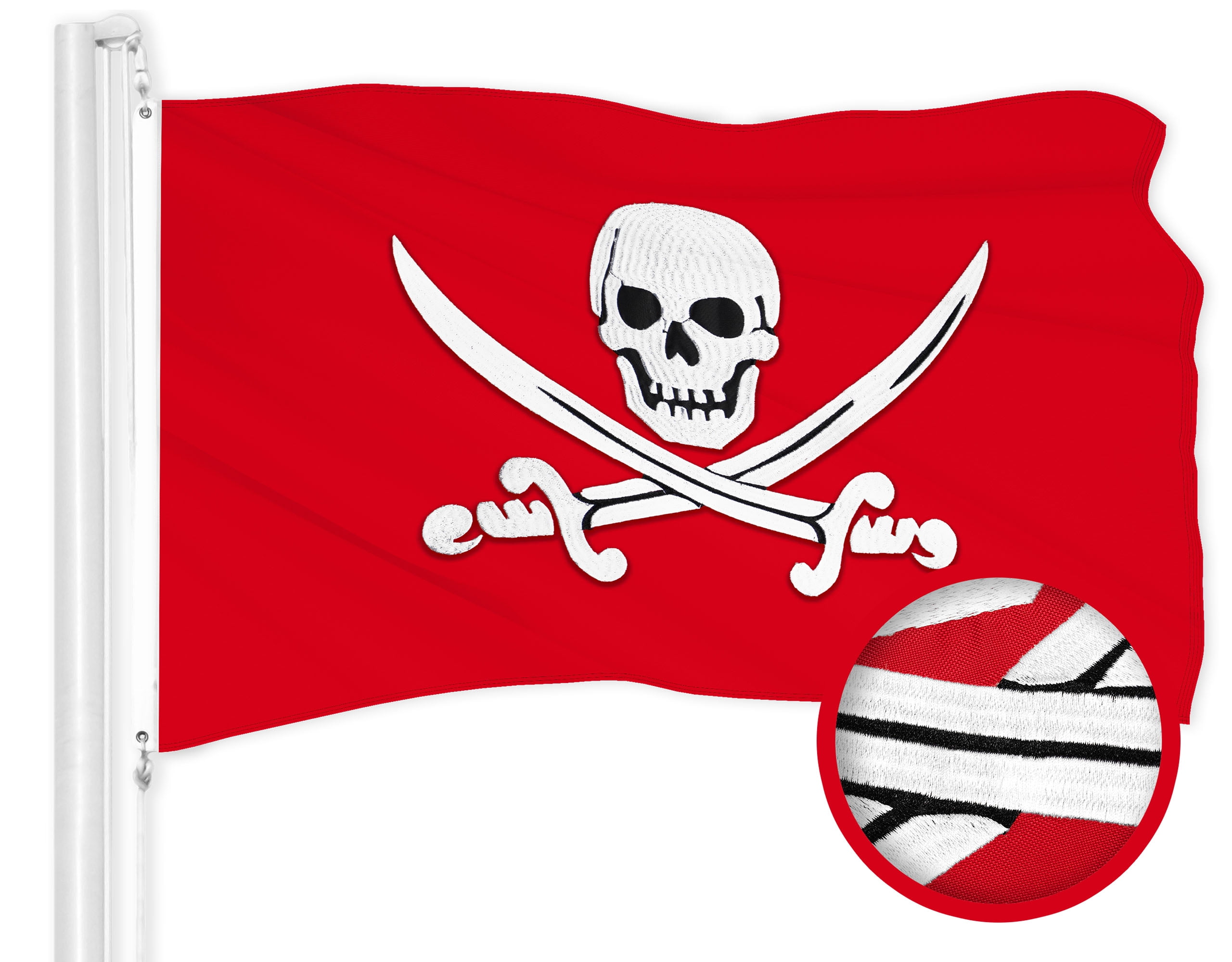 G128 Pirate Jolly Roger Swords Red Flag | 1x1.5 Ft | ToughWeave Series ...