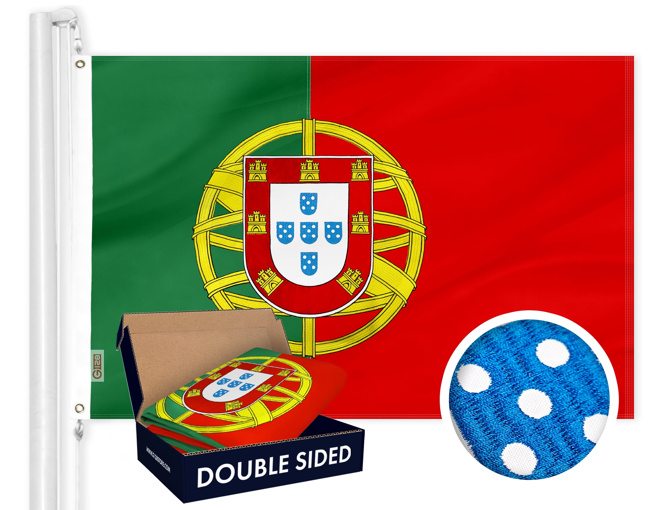 G128 – Portugal (Portuguese) Flag | 3x5 feet | Double Sided Embroidered ...
