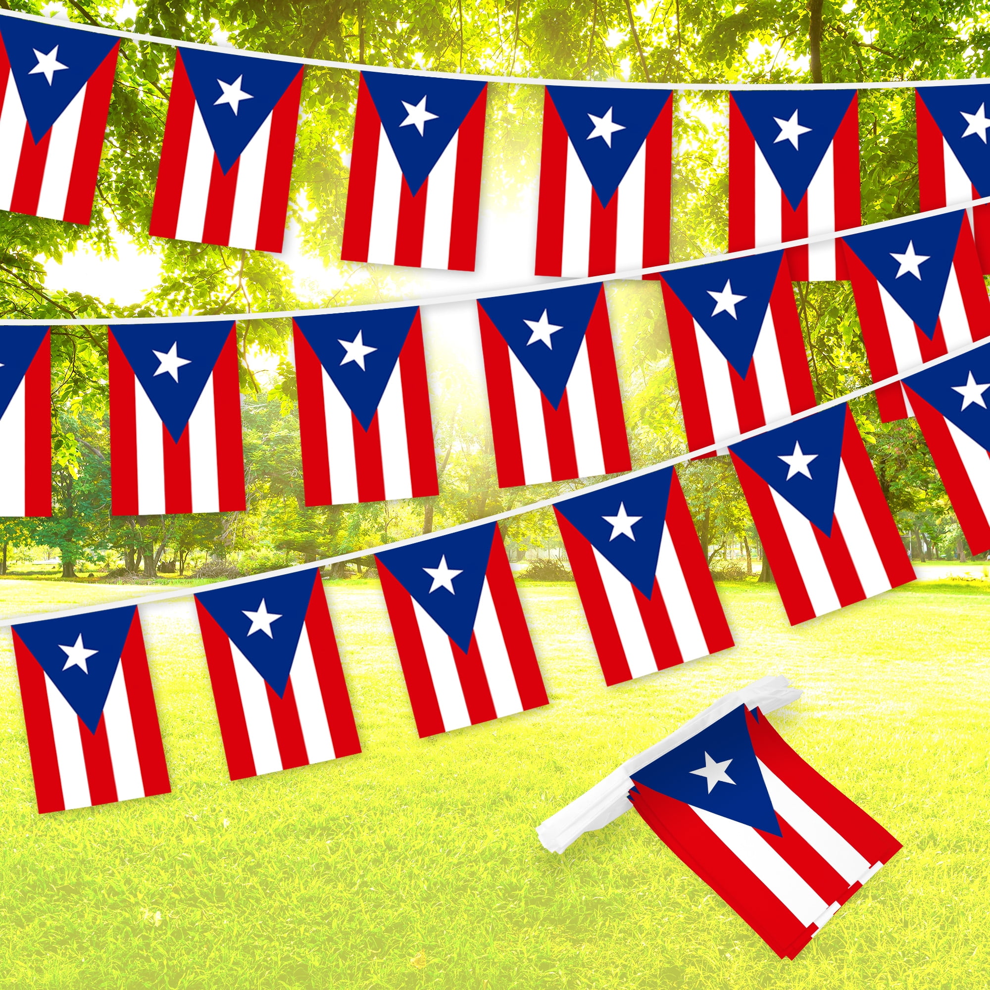 G128 Puerto Rico PR Bunting Banner | Flag 8.2 x 5.5 Inch, Full String ...