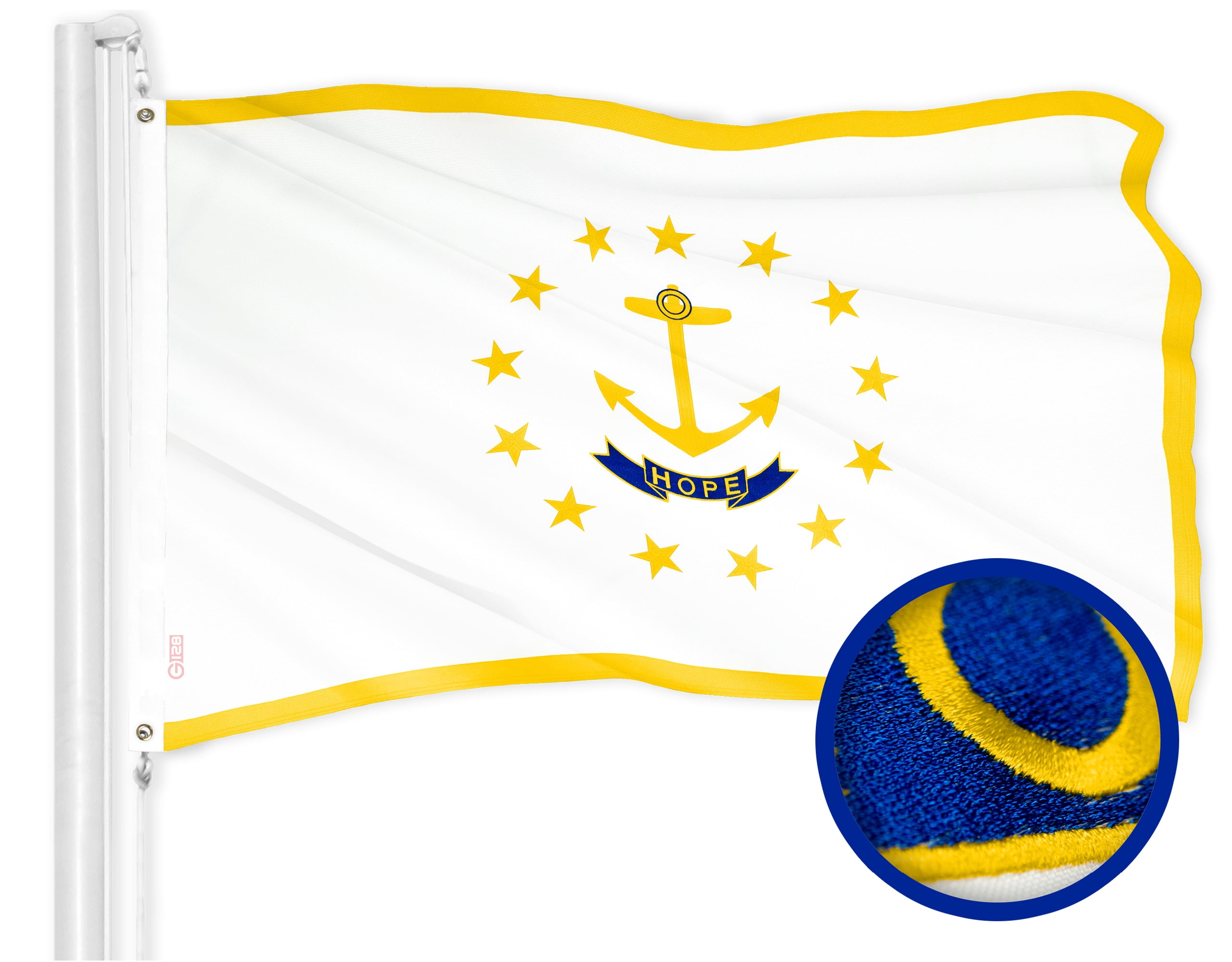 G128 – Rhode Island State Flag | 3x5 feet | Embroidered 210D – Indoor ...