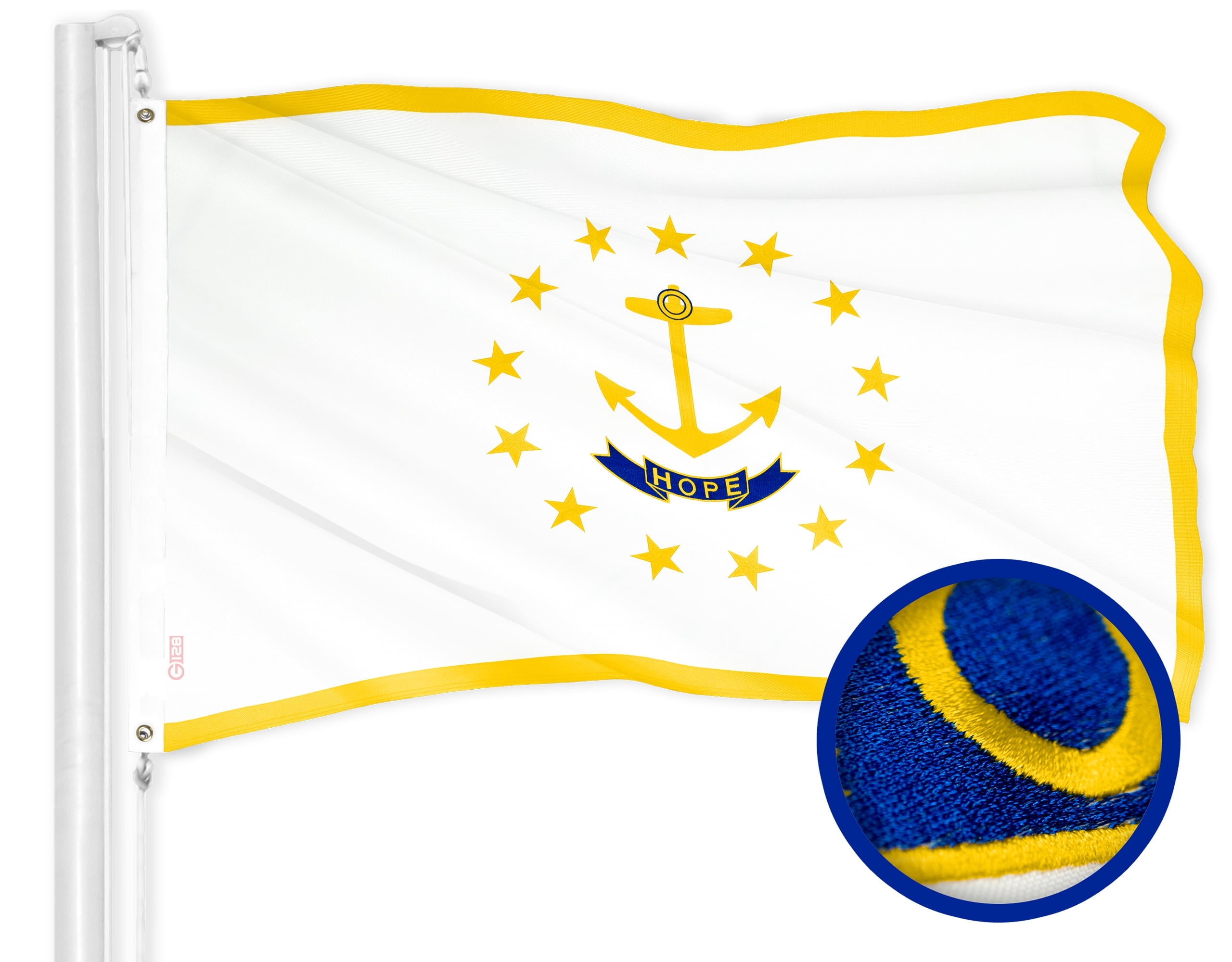 G128 Rhode Island State Flag | 4x6 Ft | ToughWeave Series Embroidered ...
