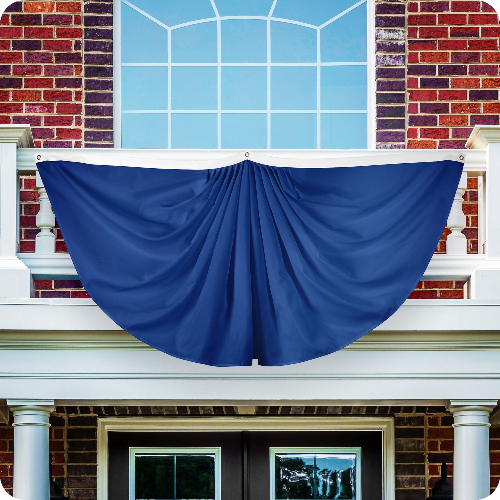 G128 Solid Blue Color Pleated Fan Flag | 3x6 Ft | Printed 150D ...