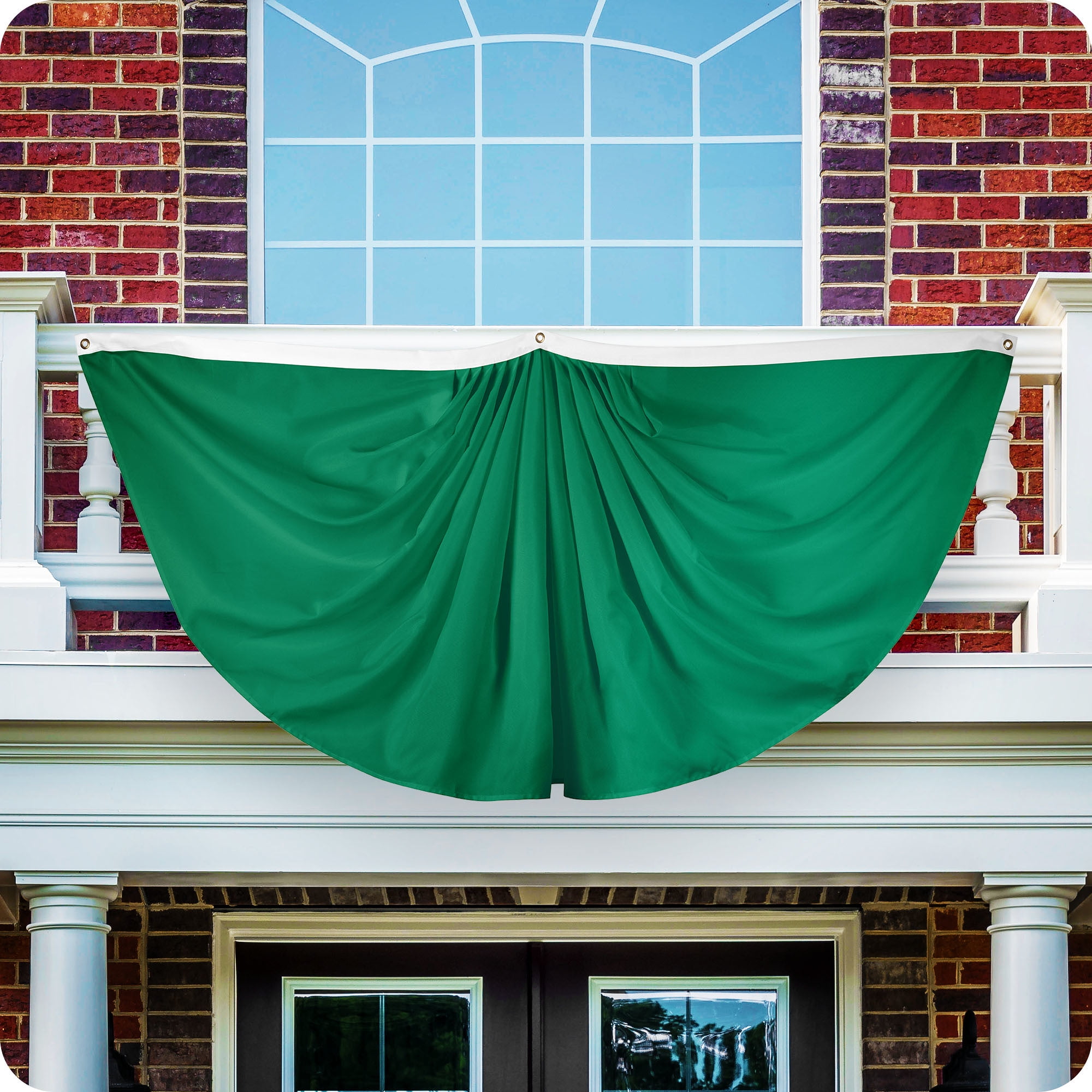 G128 Solid Dark Green Color Pleated Fan Flag | 3x6 Ft | Printed 150D ...