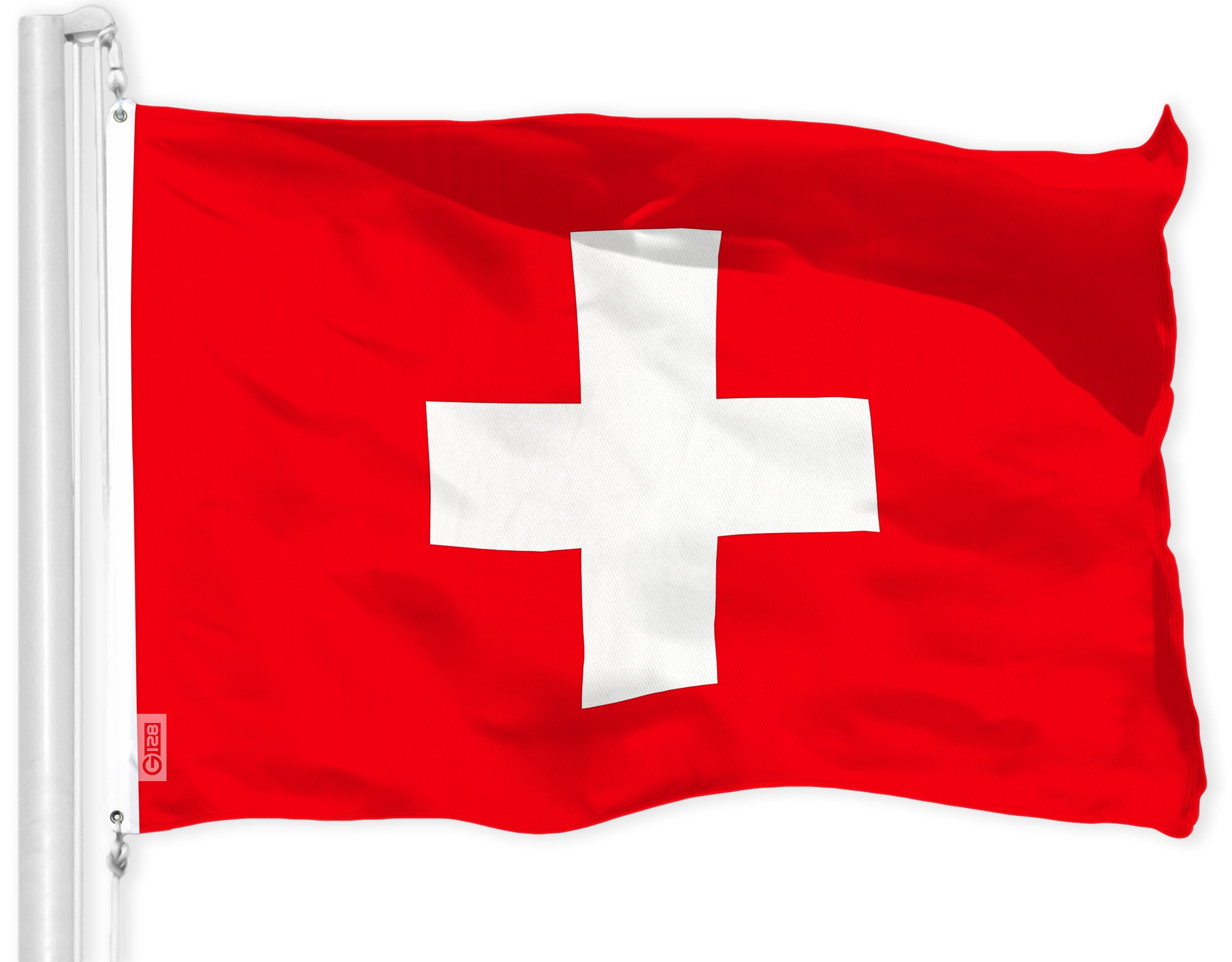 G128 - Switzerland Swiss Flag 3x5 ft Printed Brass Grommets 150D ...