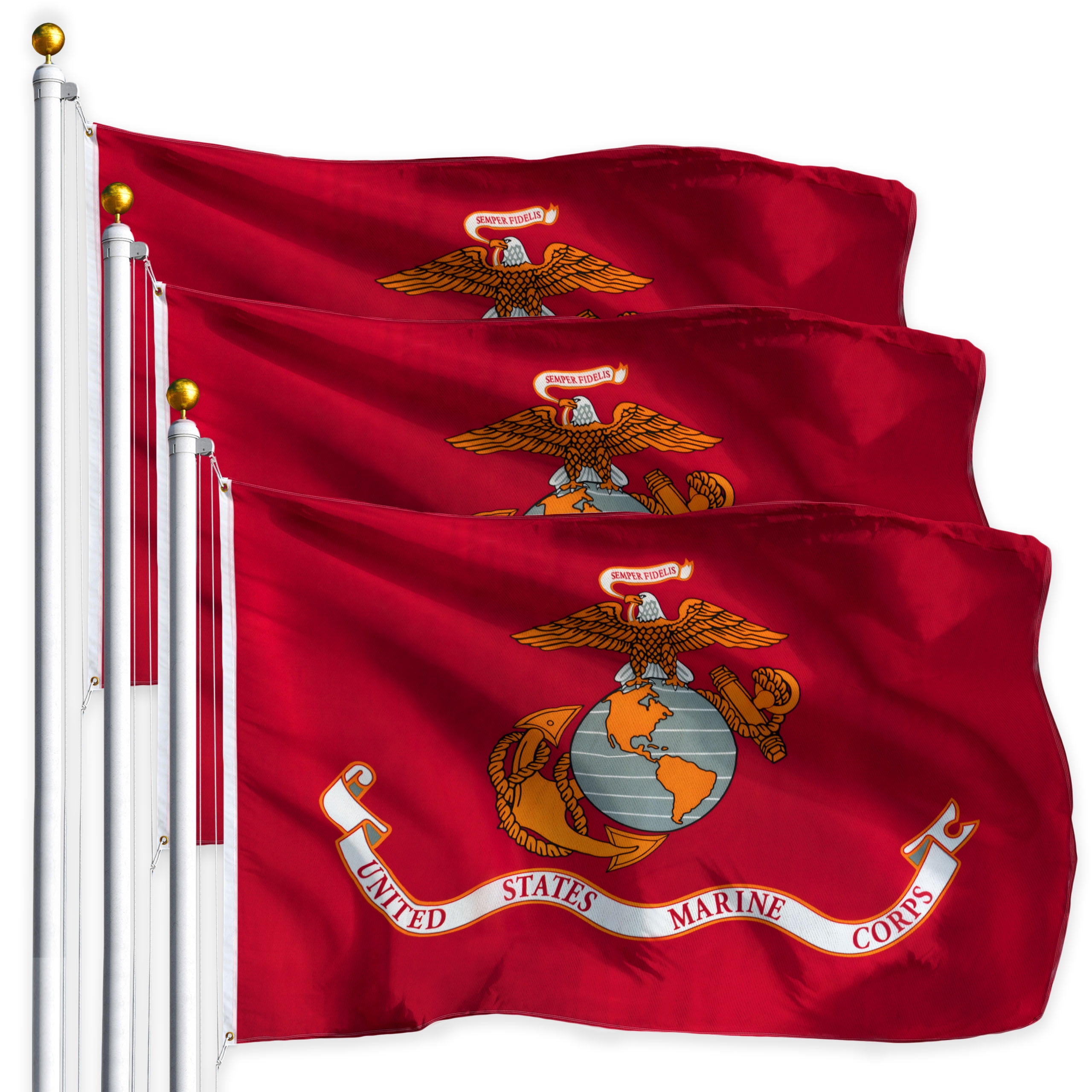 G128 - THREE PACK USMC US Marine Corps Flag 3x5 ft Printed United ...