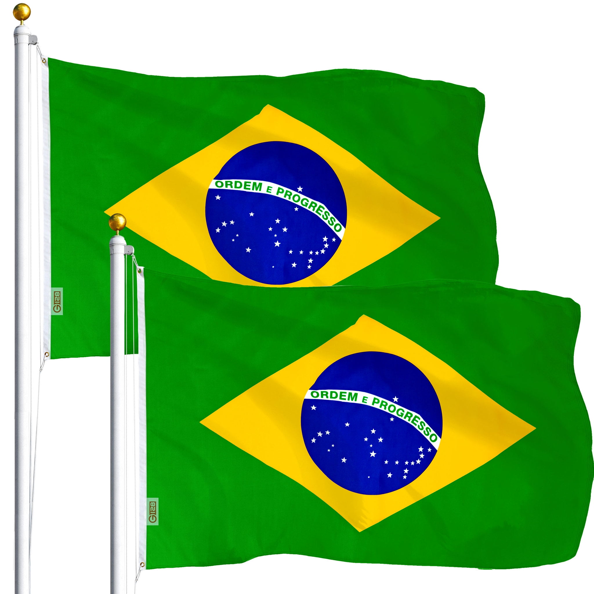 G128 - TWO PACK Brazil Flag 3x5 ft Printed Flag 2 Brass Grommets ...