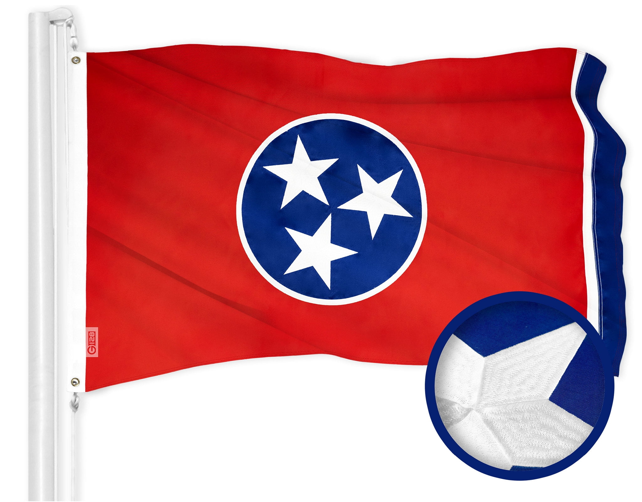 G128 Tennessee State Flag | 2x3 Ft | ToughWeave Series Embroidered 300D ...