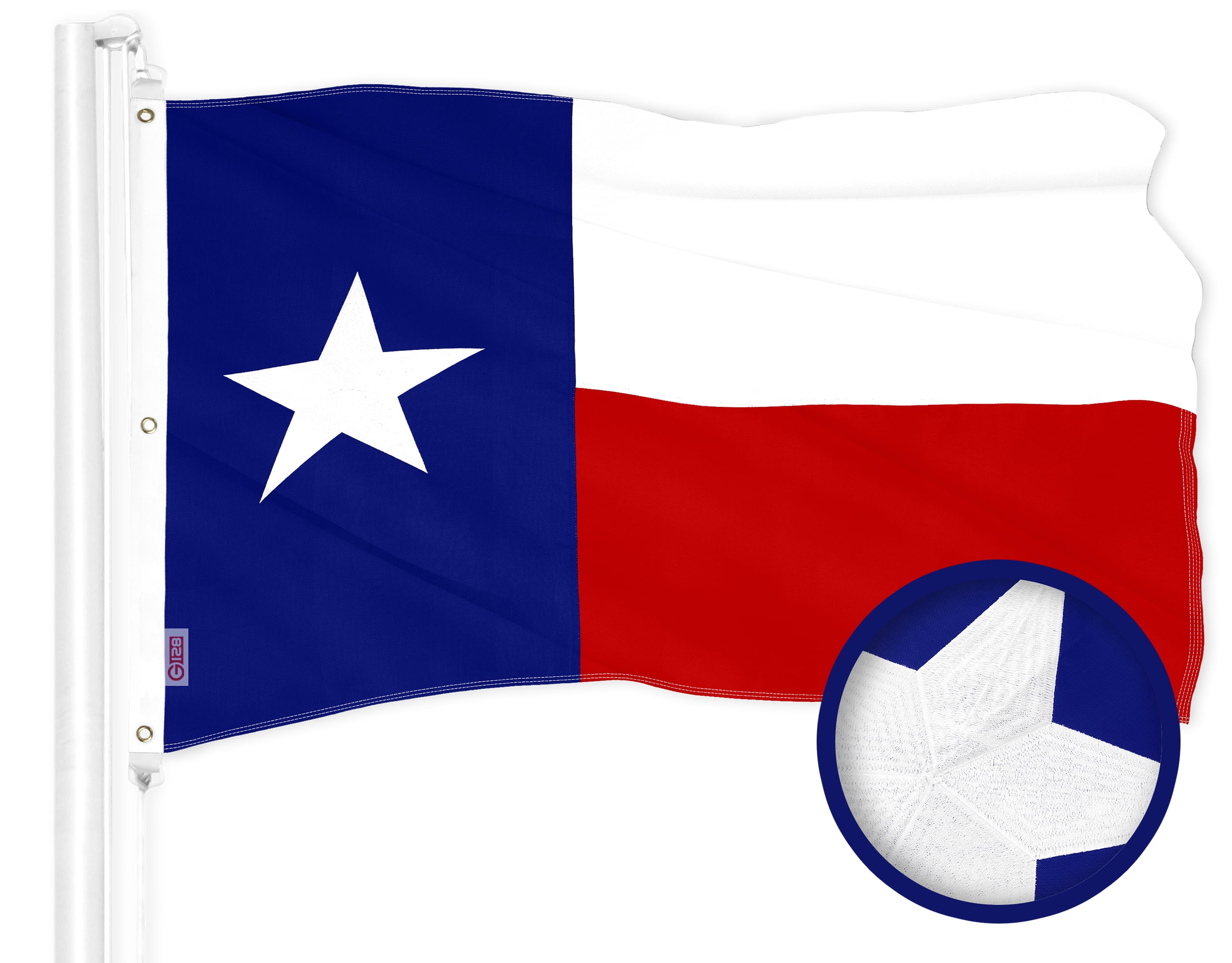 G128 Texas TX State Flag | 6x10 Ft | ToughWeave Series Embroidered 300D ...