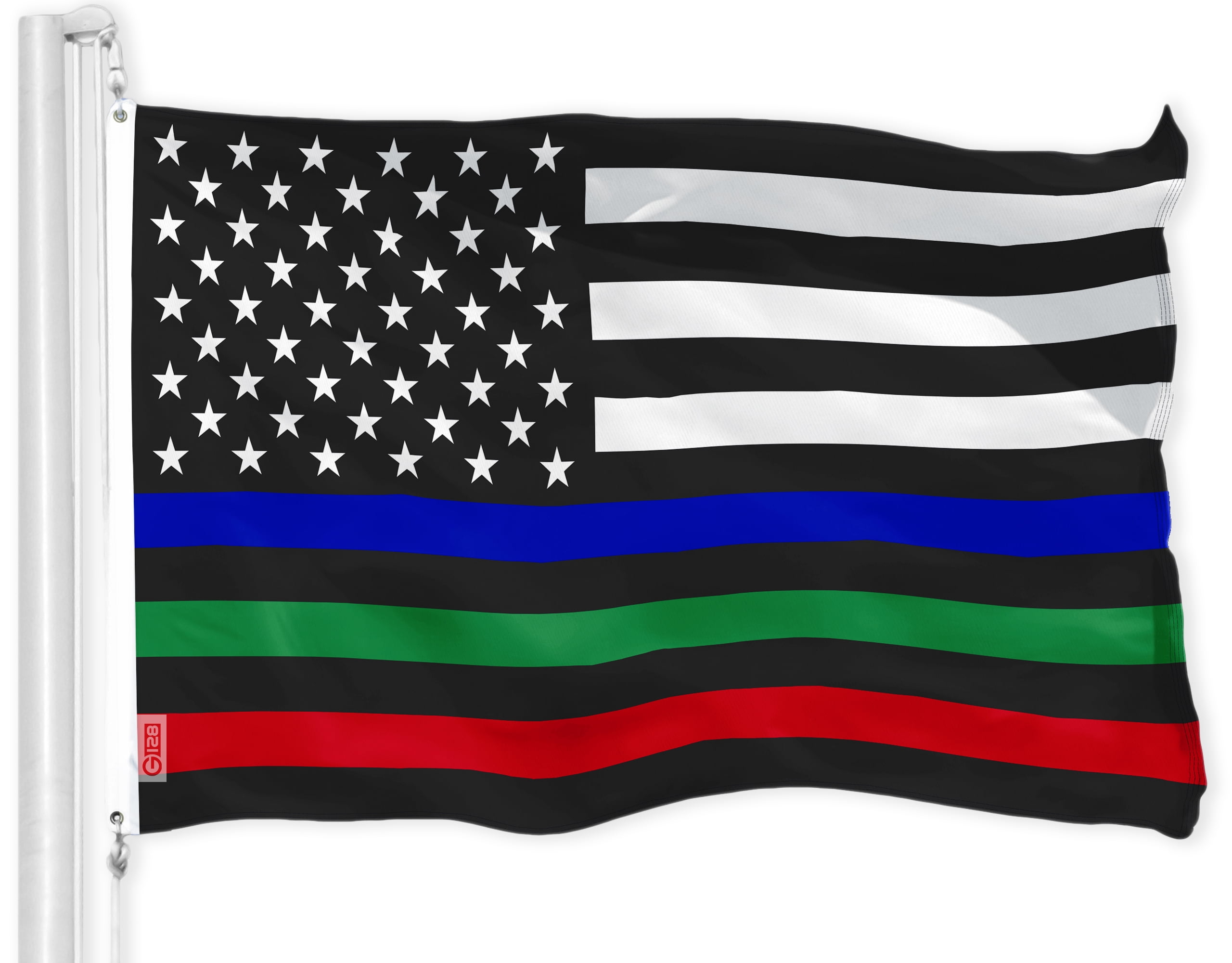 G128 - Thin Blue Green & Red Line American Flag 150D Polyester 3x5 FT ...