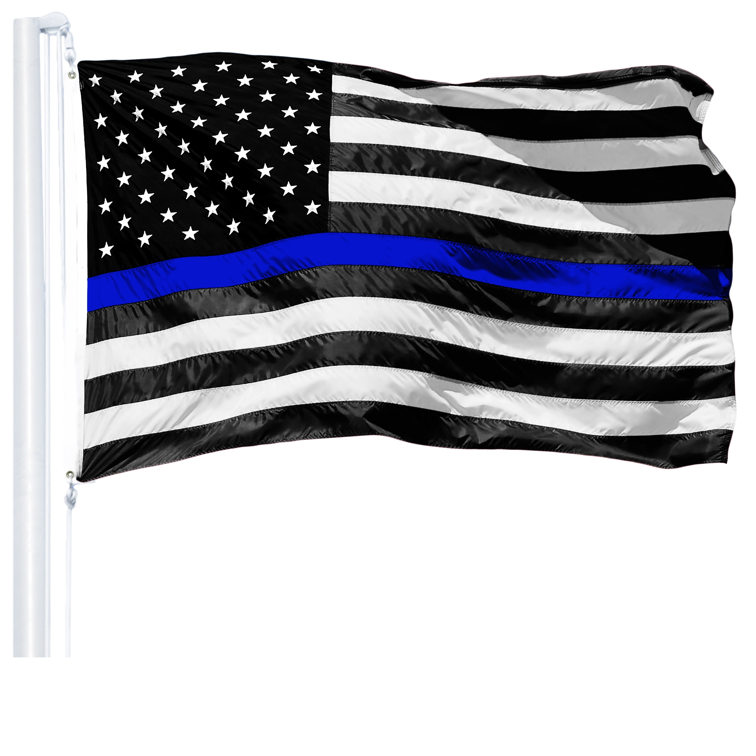 G128 - Thin Blue Line Embroidered U.S. American Flag 2X3 FT Brass ...