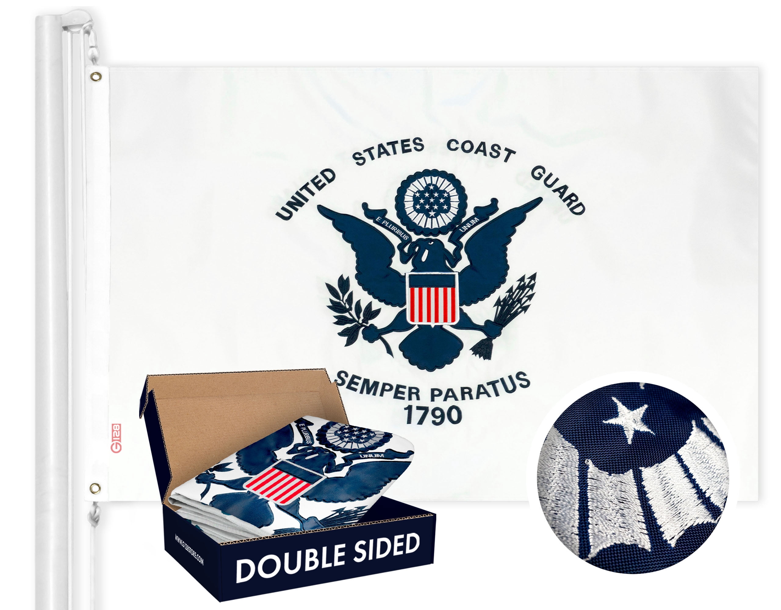 G128 - US Coast Guard Flag Double Sided 210D Embroidered 3x5 ft Flag ...