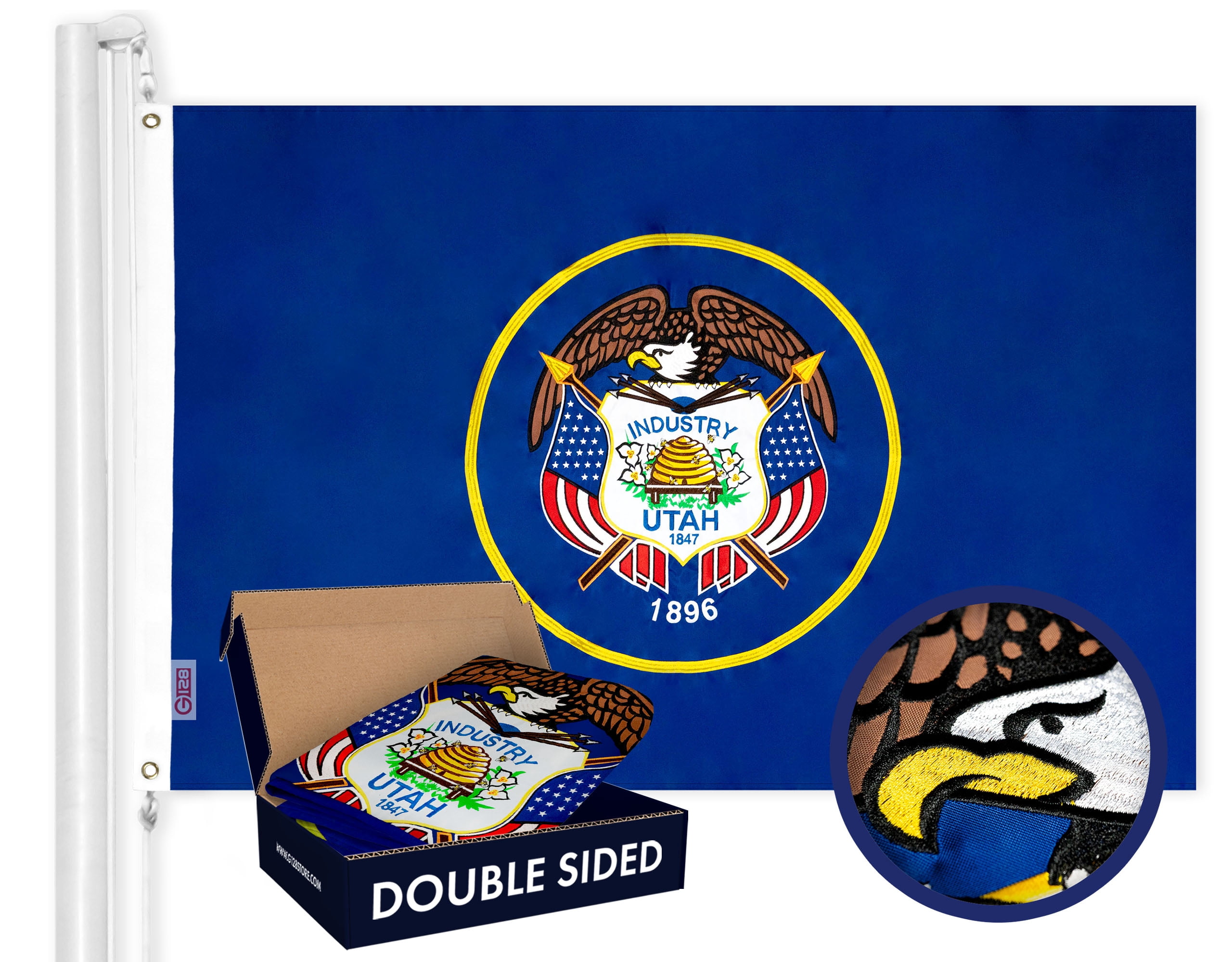 G128 – Utah State Flag | 3x5 feet | Double Sided Embroidered 210D ...