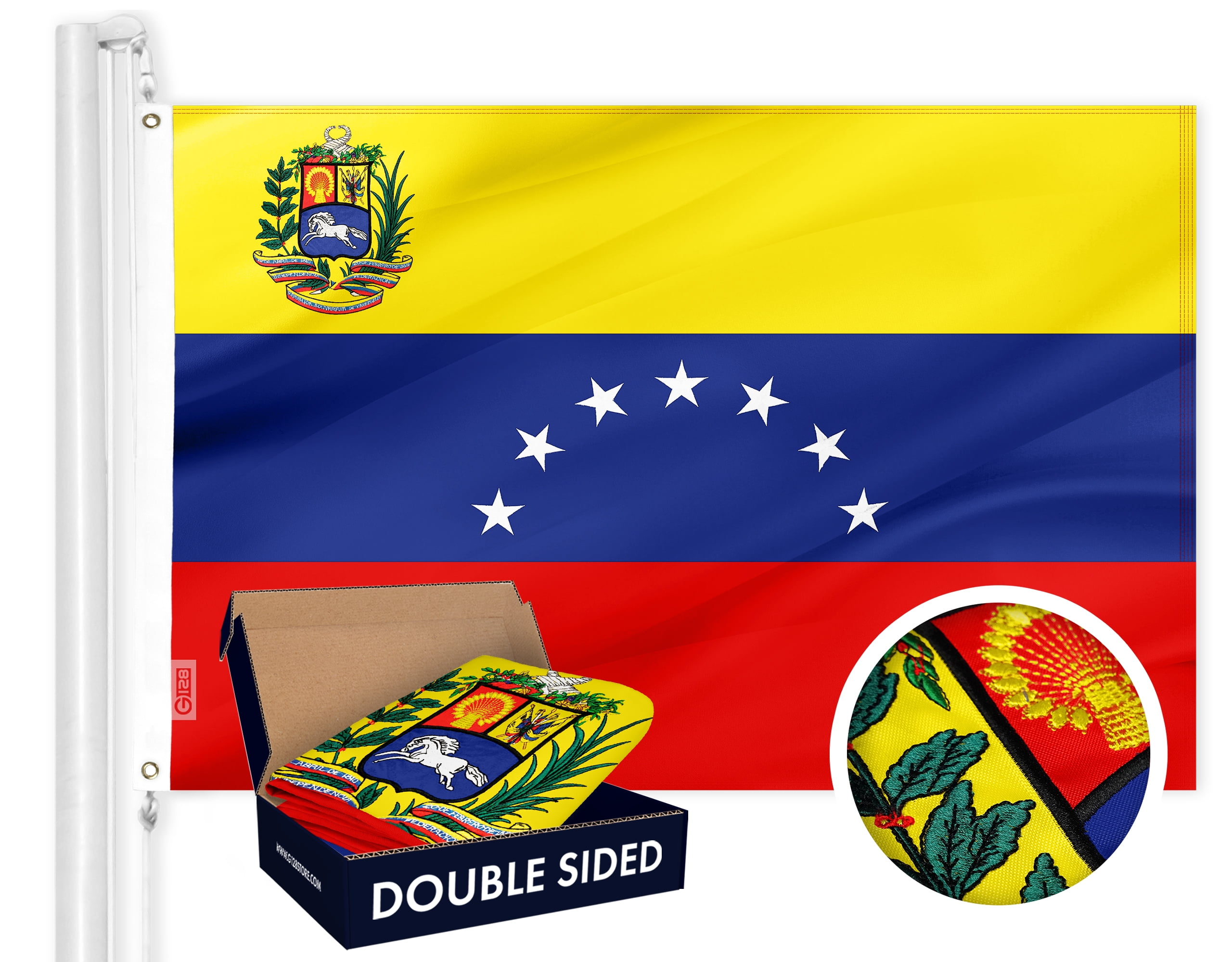 G128 Venezuela 7 Stars Venezuelan Flag | 3x5 Ft | Double ToughWeave ...