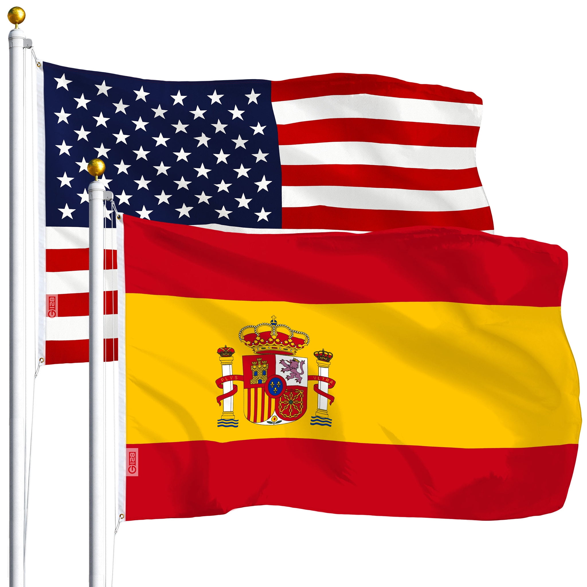 G128 - Wholesale LOT 3'x5' USA AMERICAN & 3'x5' Spanish flag the Spain ...