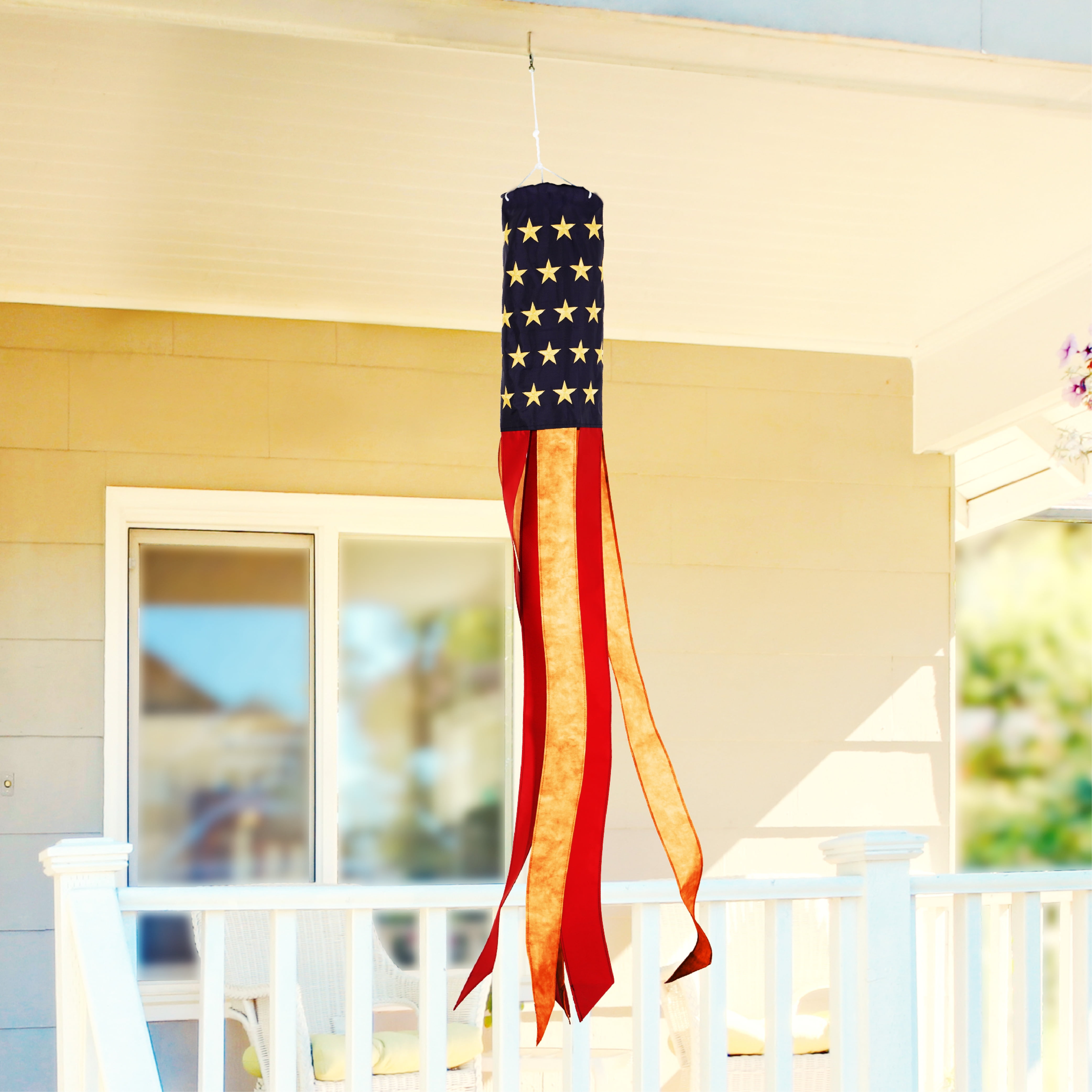 G128 Windsock 60 Inch Tea-Stained US Flag Windstock 60 in Embroidered ...