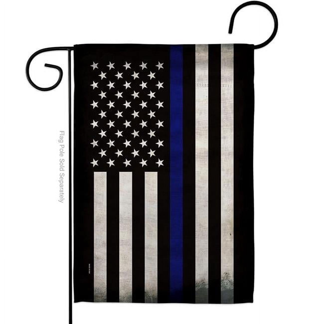 G135038-BO 13 x 18.5 in. USA Thin Blue Line Garden Flag with Armed ...